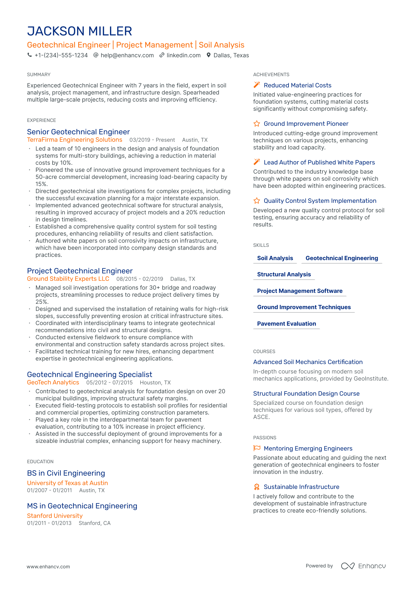 5 Geotechnical Engineering Resume Examples & Guide for 2024