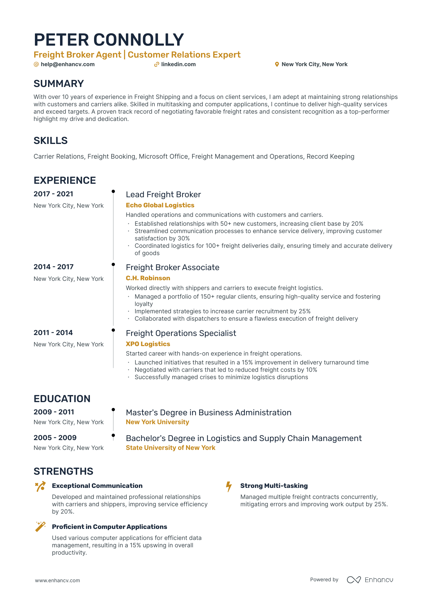 10 Freight Broker Resume Examples & Guide for 2026