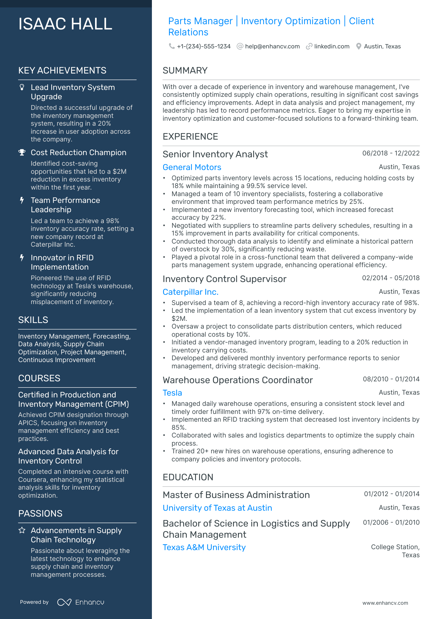 10 Parts Manager Resume Examples & Guide for 2026