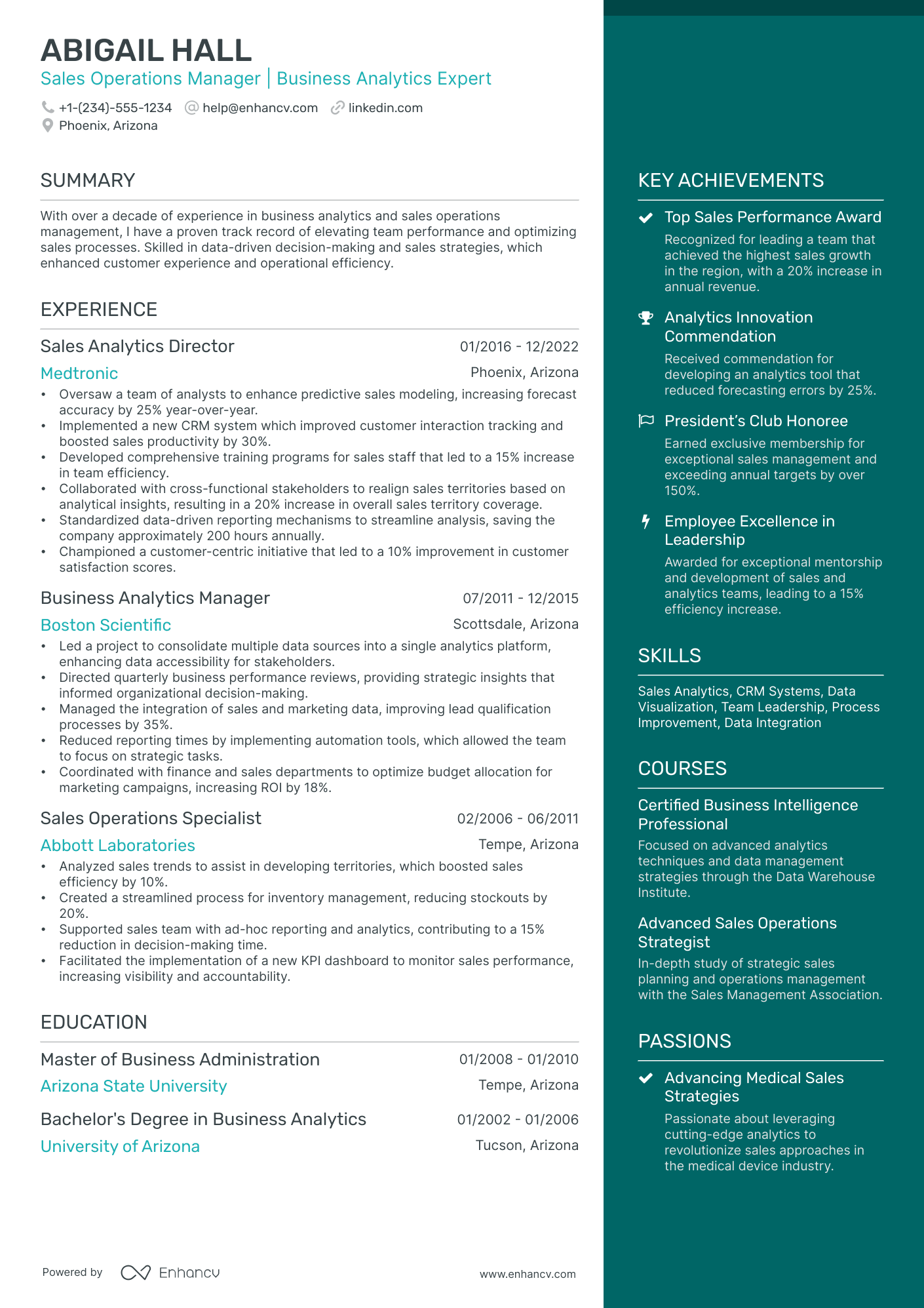 10 Sales Operations Manager Resume Examples & Guide for 2026