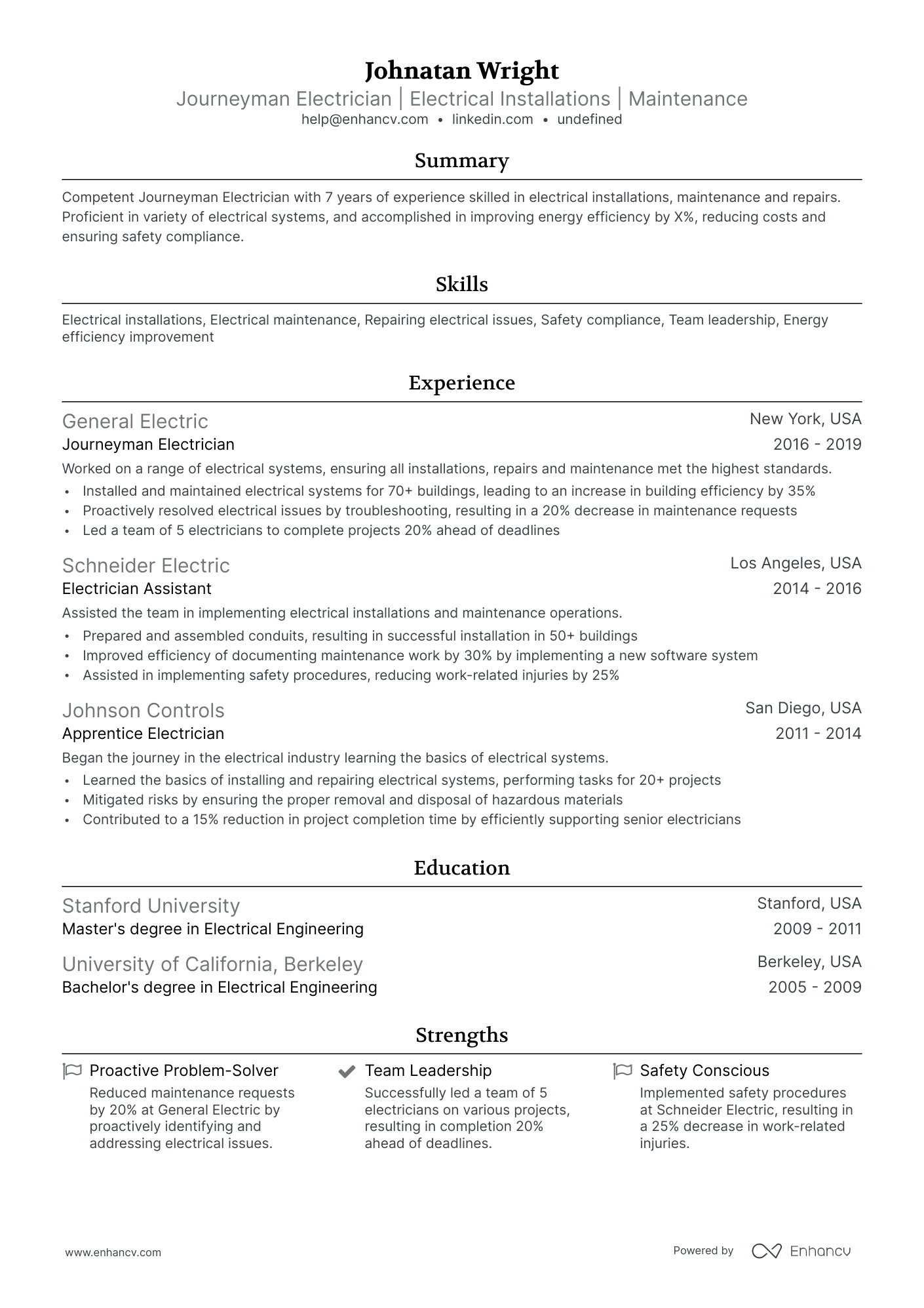 10 Journeyman Electrician Resume Examples & Guide for 2026