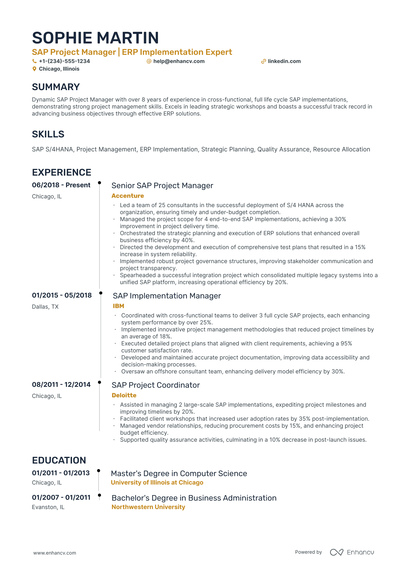 10 SAP Project Manager Resume Examples & Guide for 2025