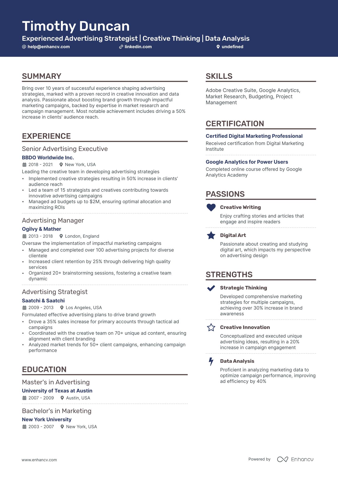 10 Advertising Agency Resume Examples & Guide for 2026