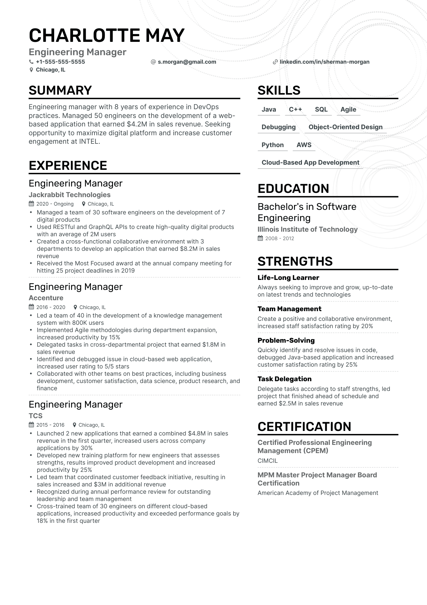 5 Engineering Manager Resume Examples & Guide for 2024