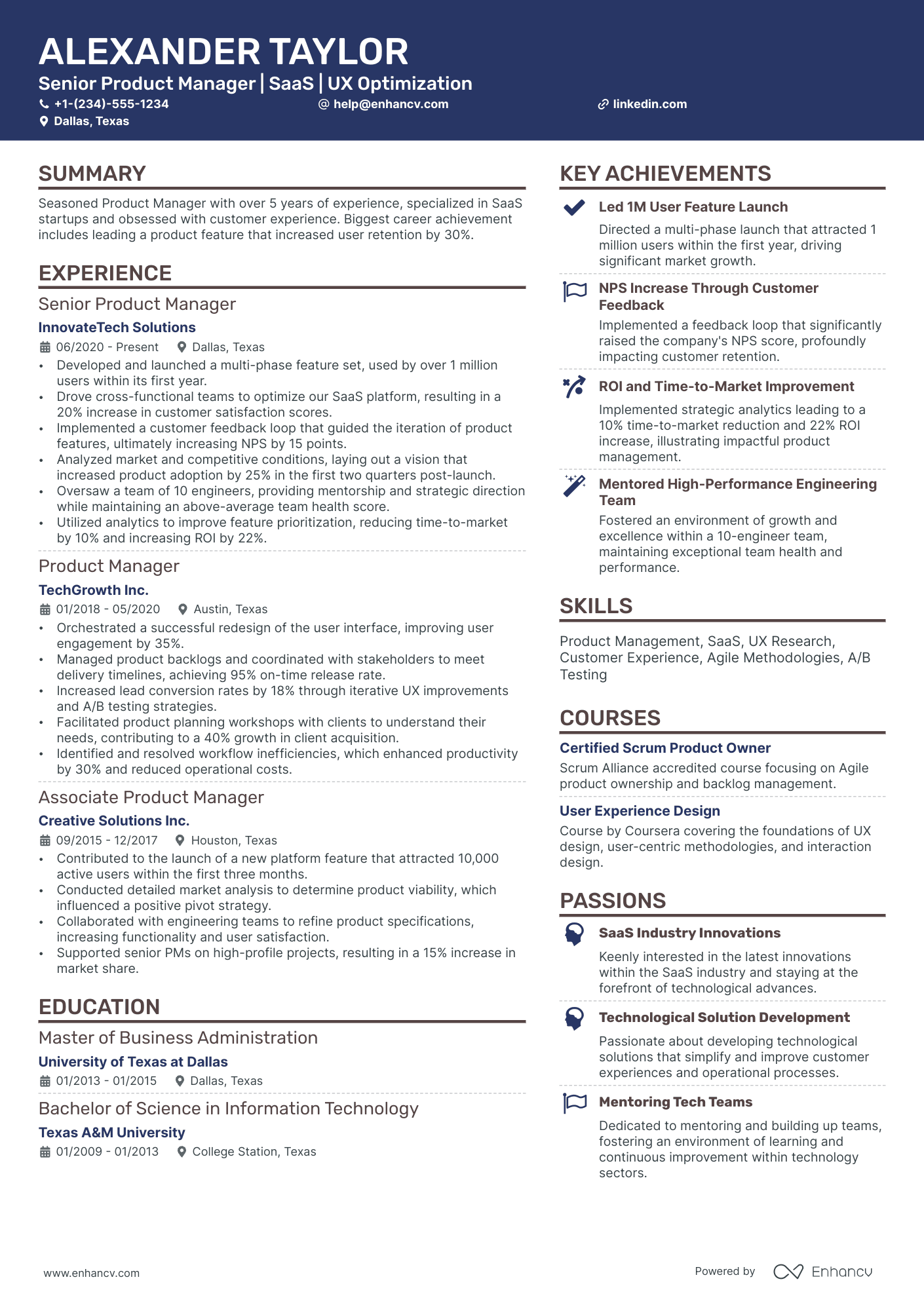 10 SaaS Product Manager Resume Examples & Guide for 2025