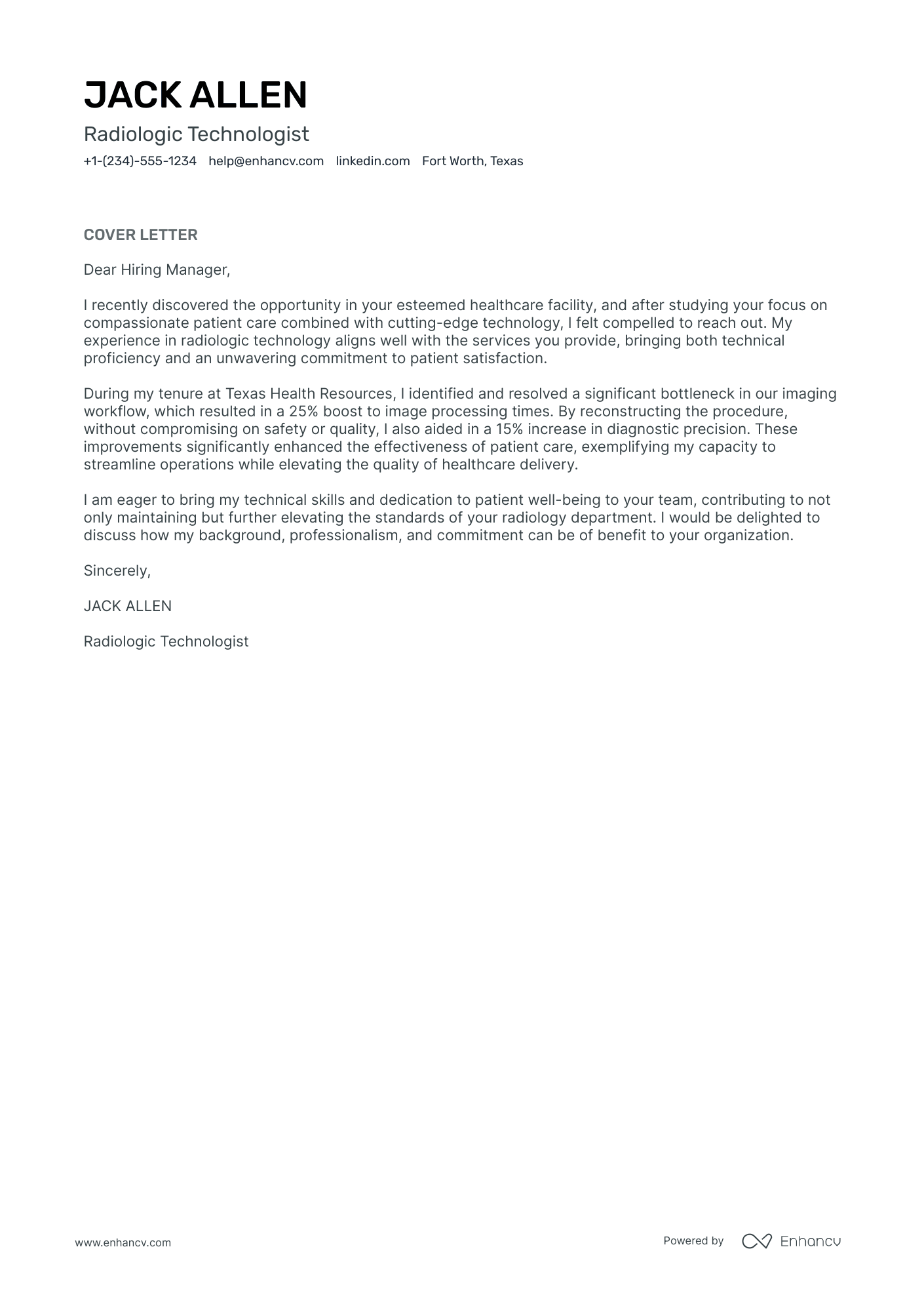 Healthcare Cover Letter: Examples, Tips & Templates | Enhancv