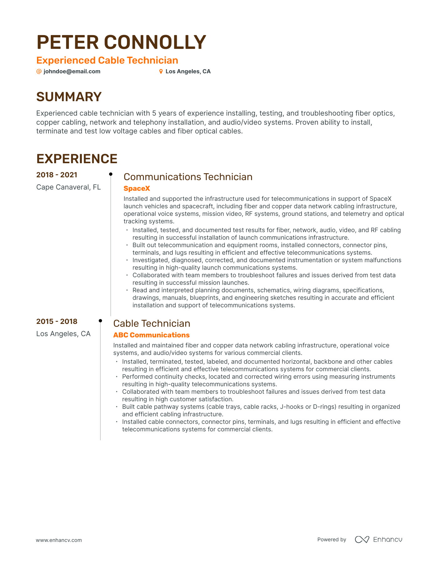 5 Cable Technician Resume Examples & Guide for 2023