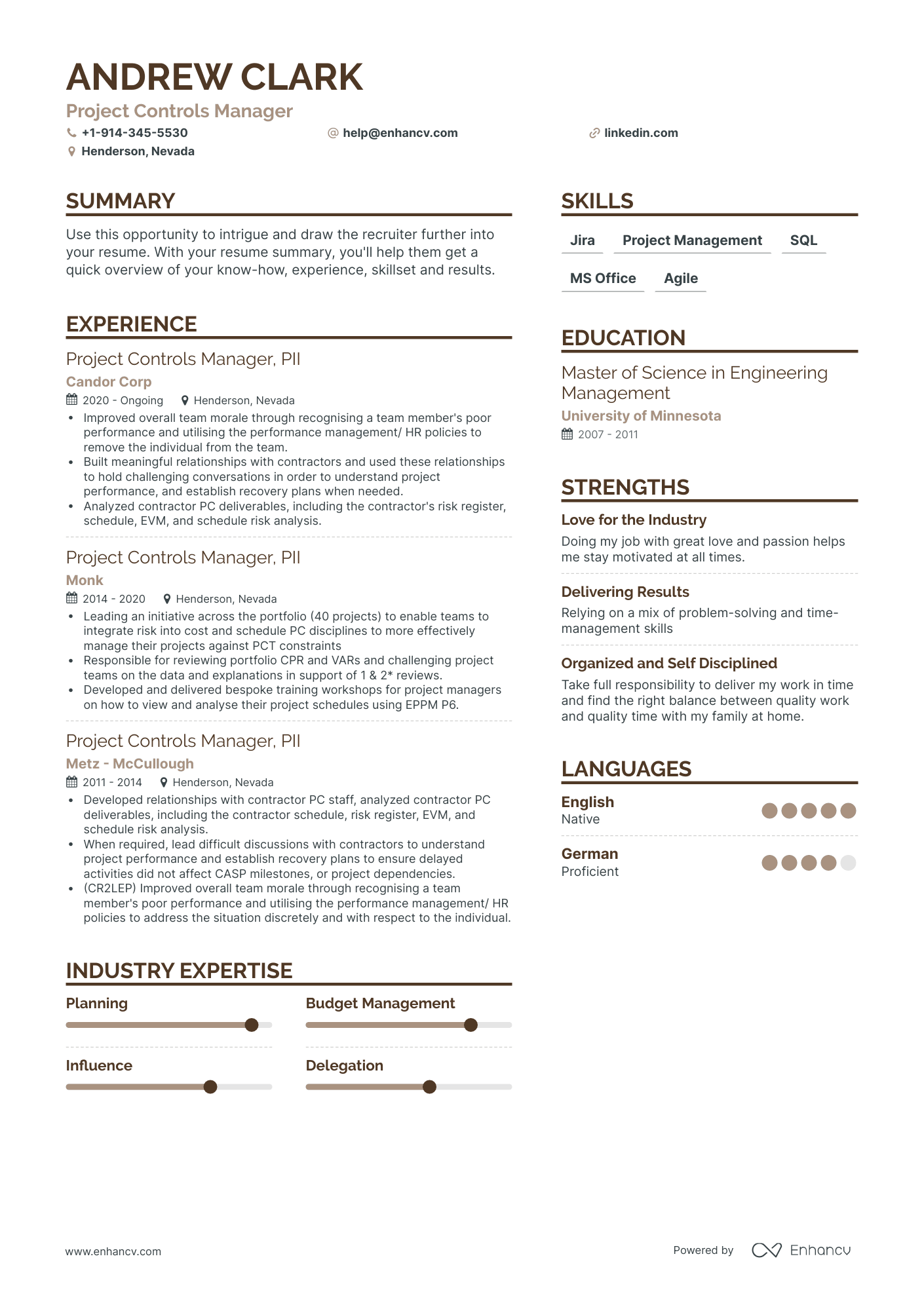 Project Controls Manager Resume Examples & Guide for 2023 (Layout ...