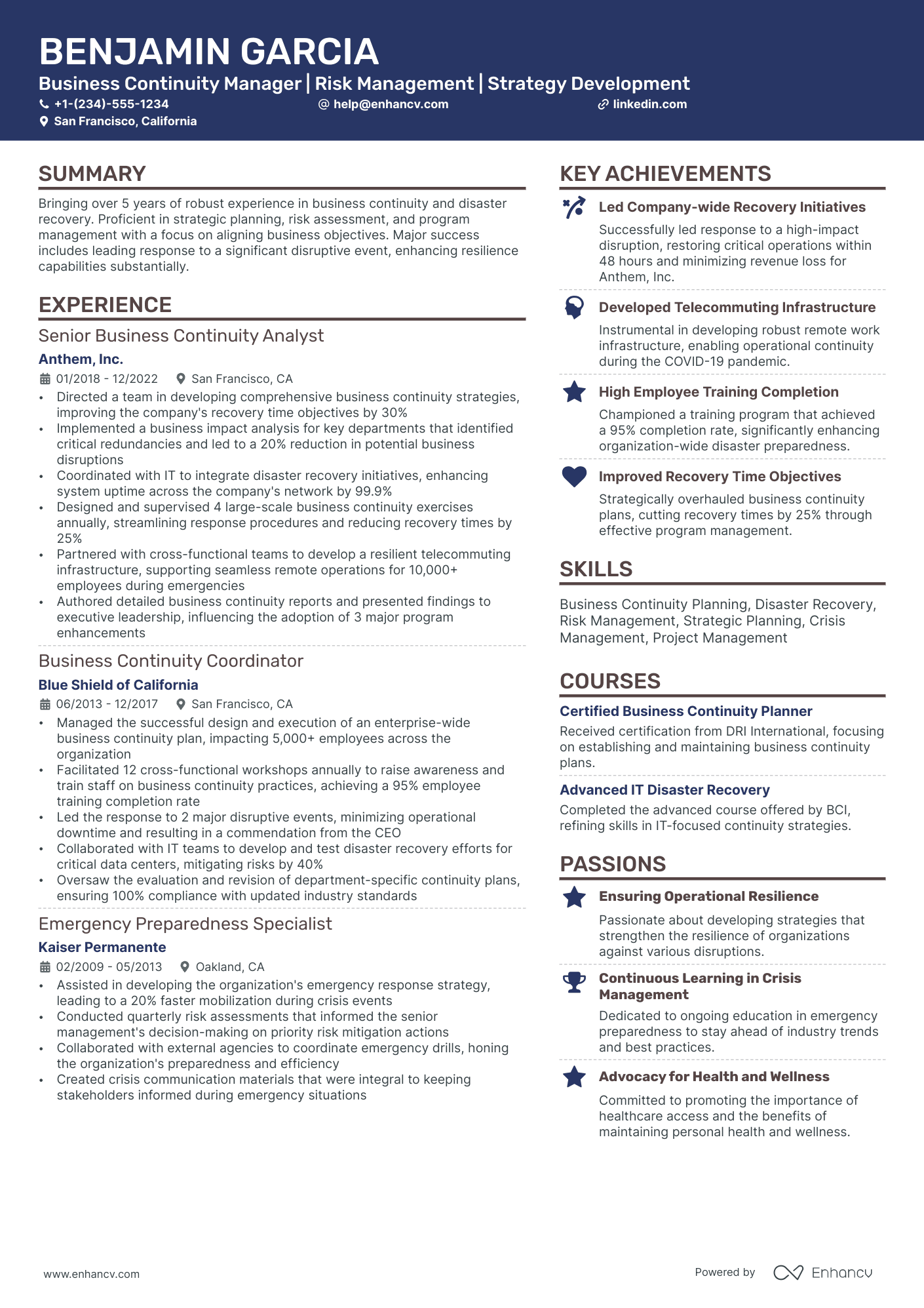 10 Business Continuity Manager Resume Examples & Guide for 2026