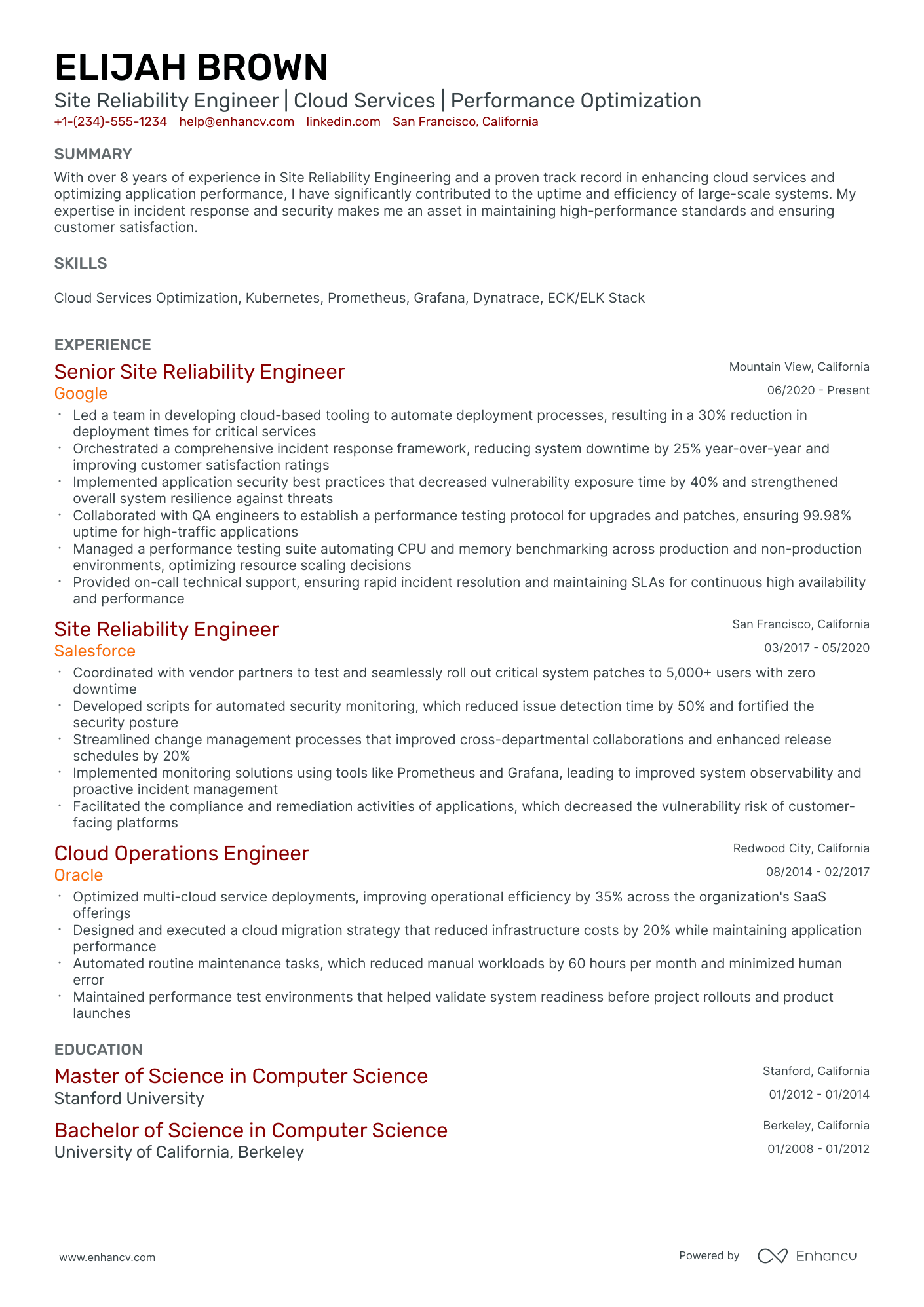 10 Site Reliability Engineer Resume Examples & Guide for 2026