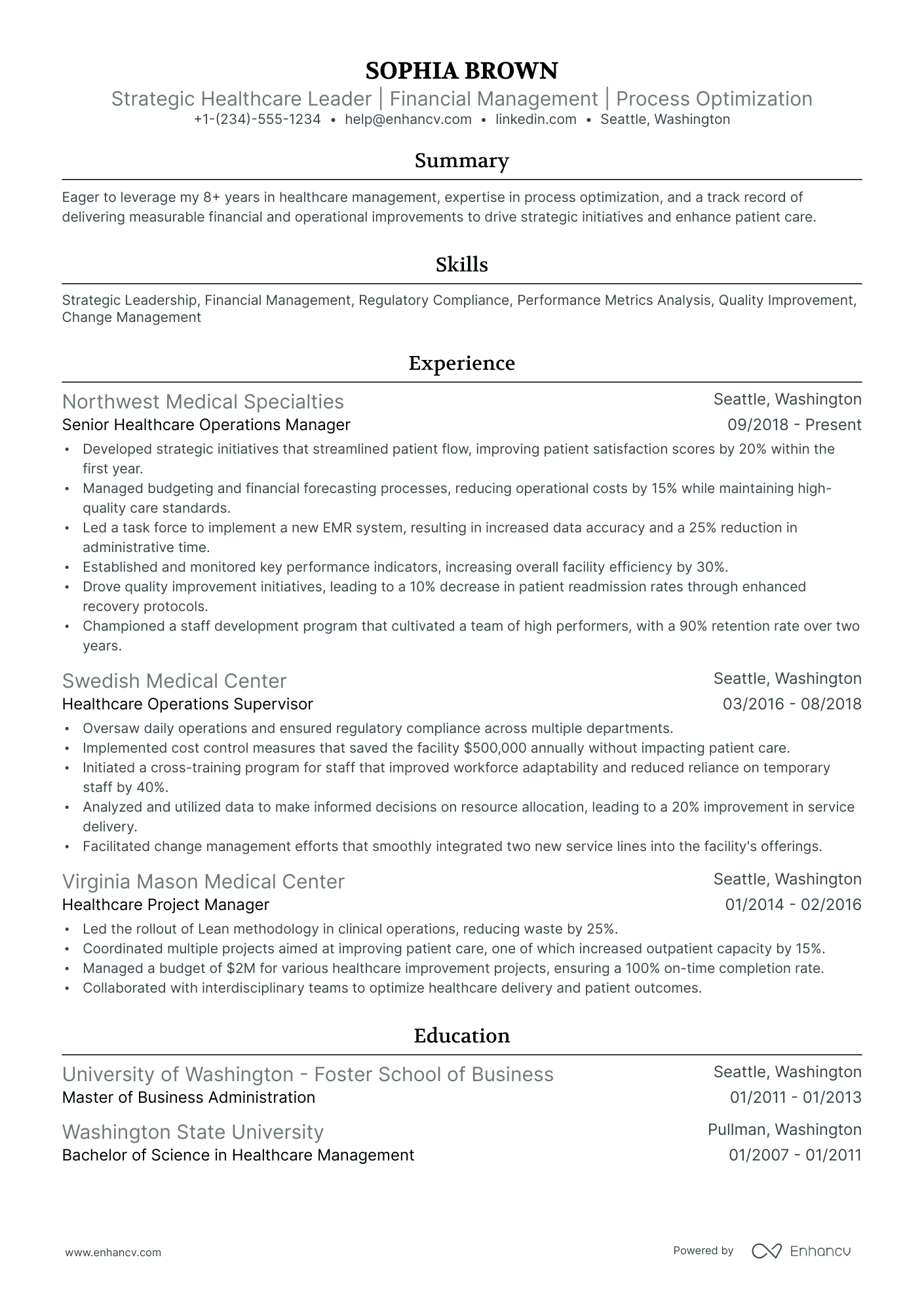 10 Healthcare Operations Manager Resume Examples & Guide for 2026