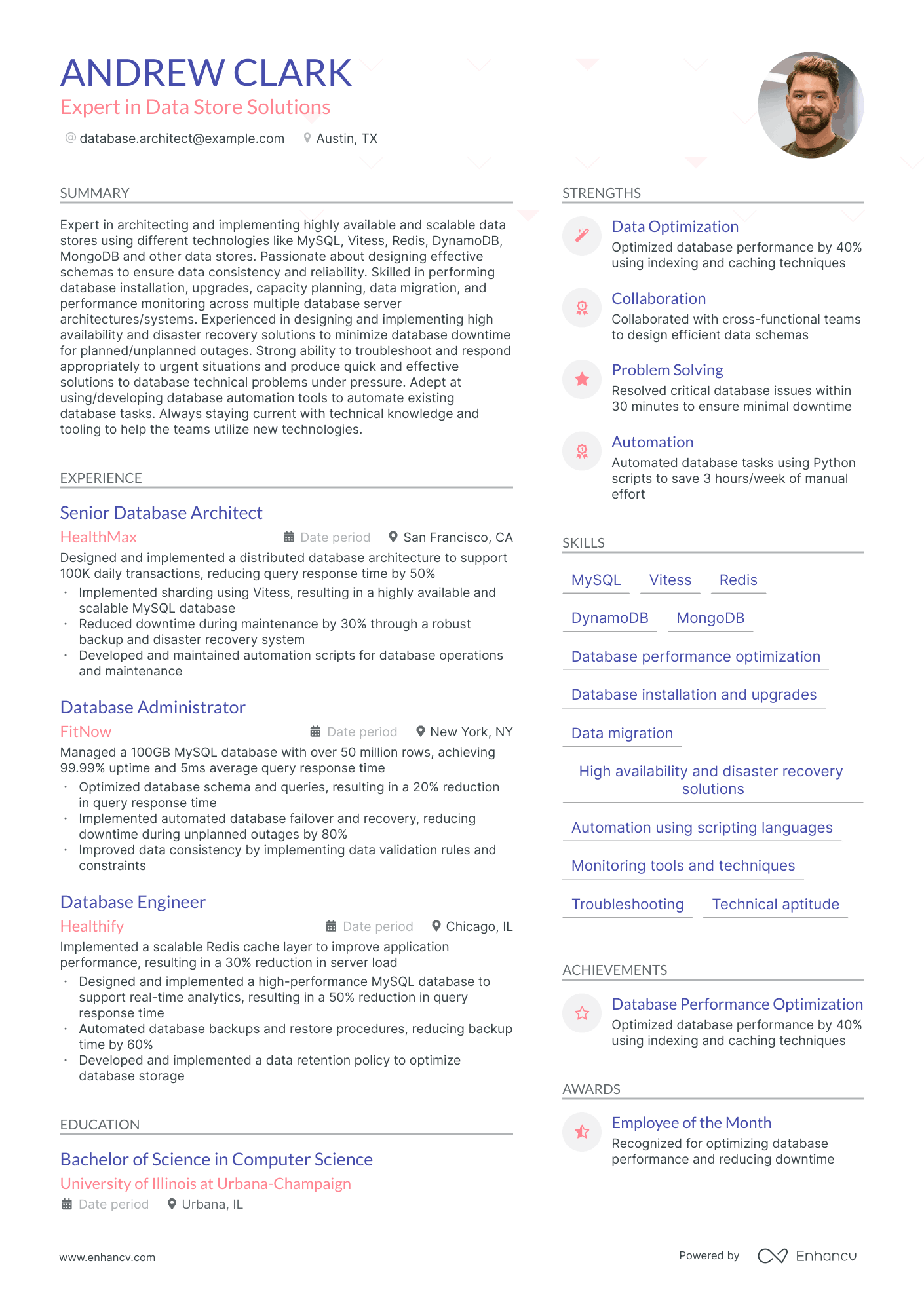 13 Database Engineer Resume Examples & Guide for 2024