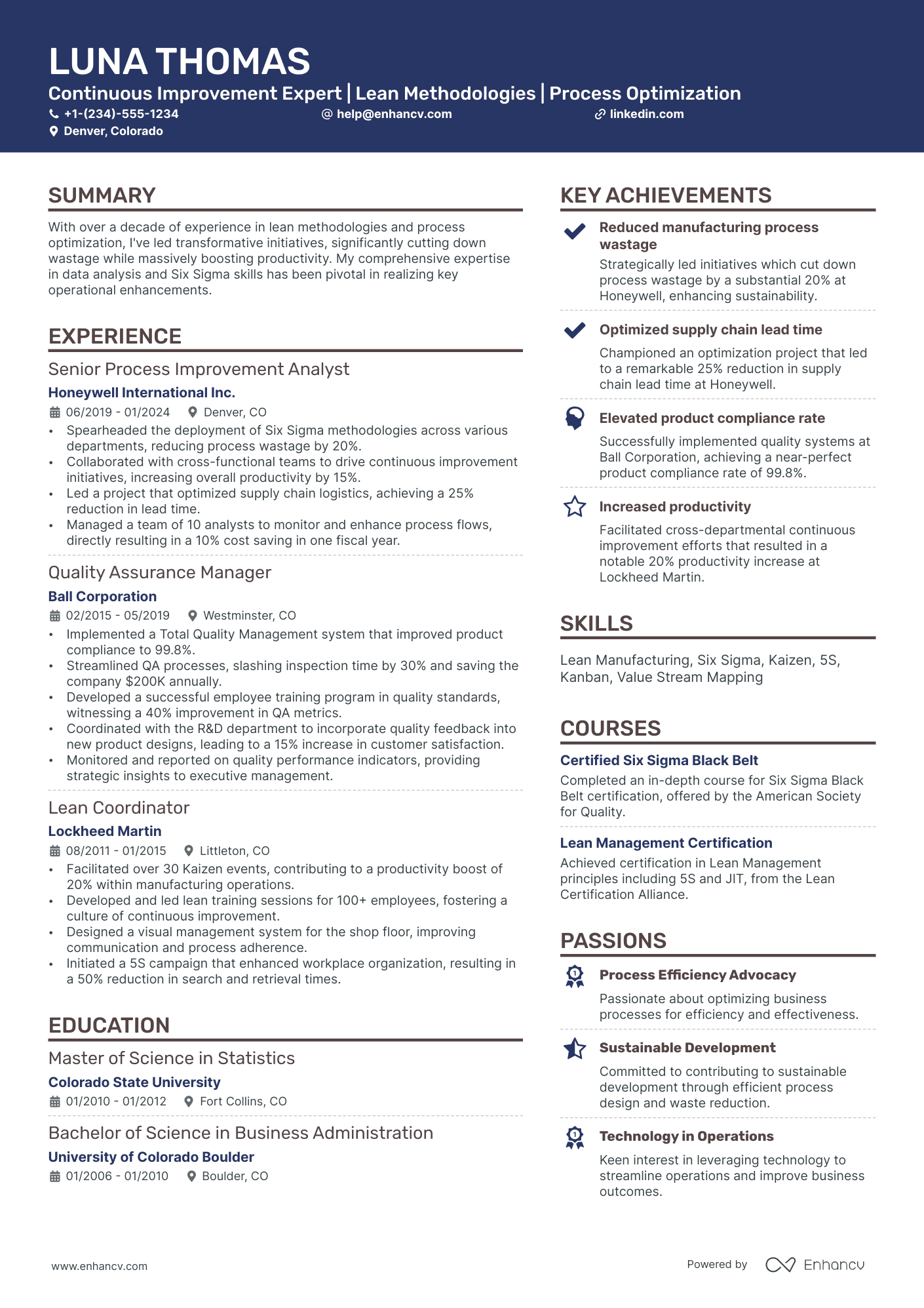 10 Continuous Improvement Manager Resume Examples & Guide for 2026