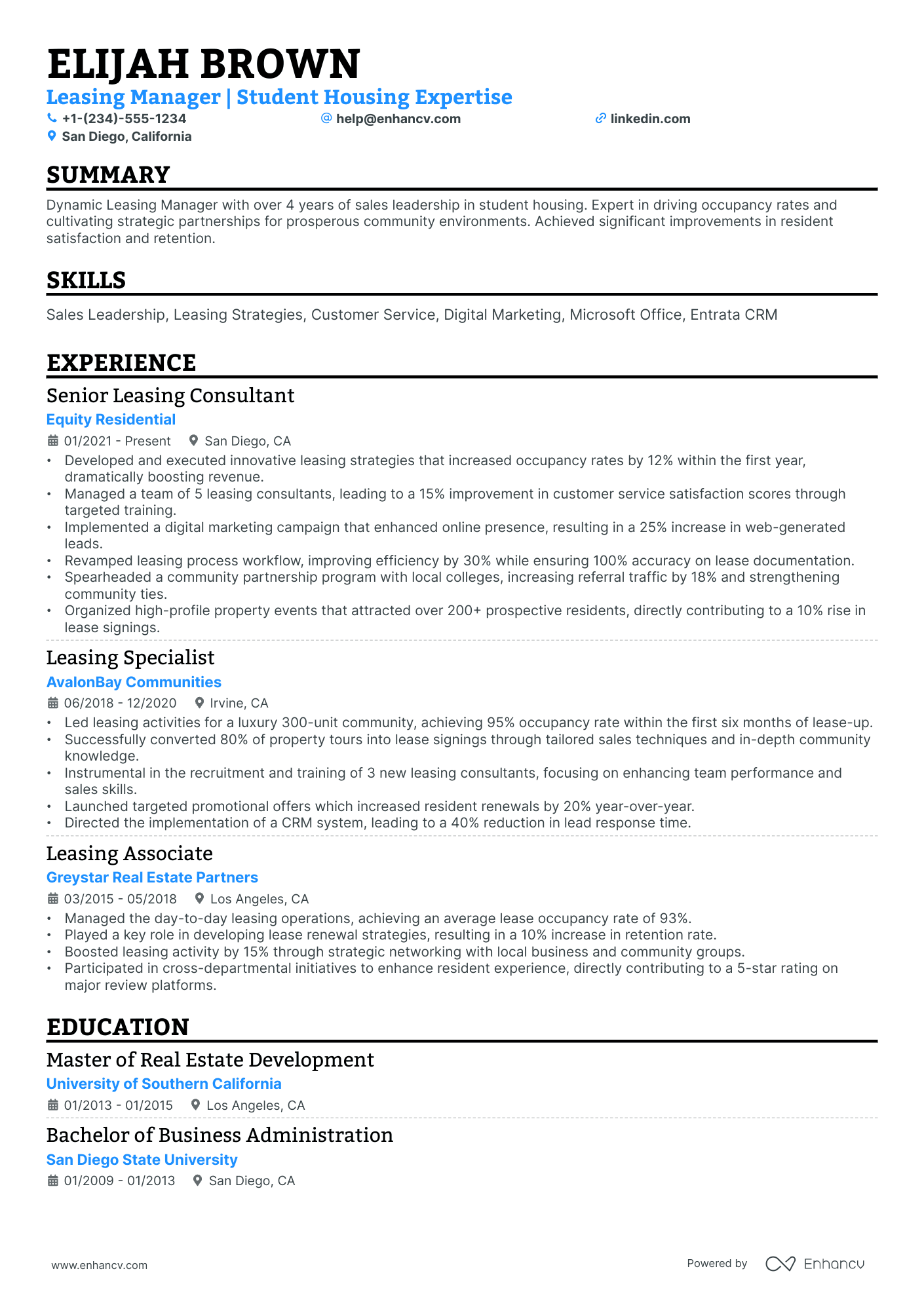 10 Leasing Manager Resume Examples & Guide for 2026