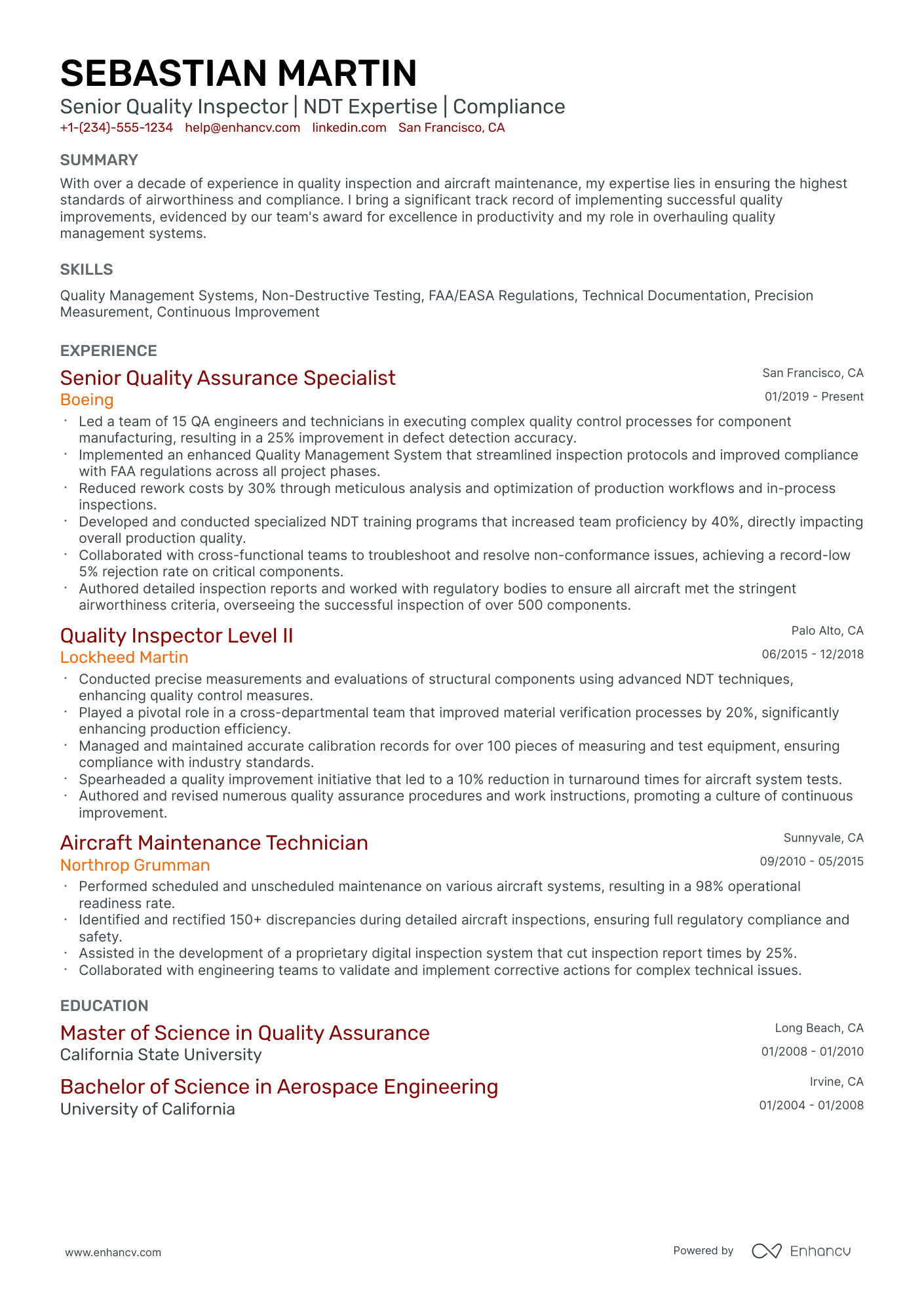 10 Quality Inspector Resume Examples, Templates & Guide for 2026