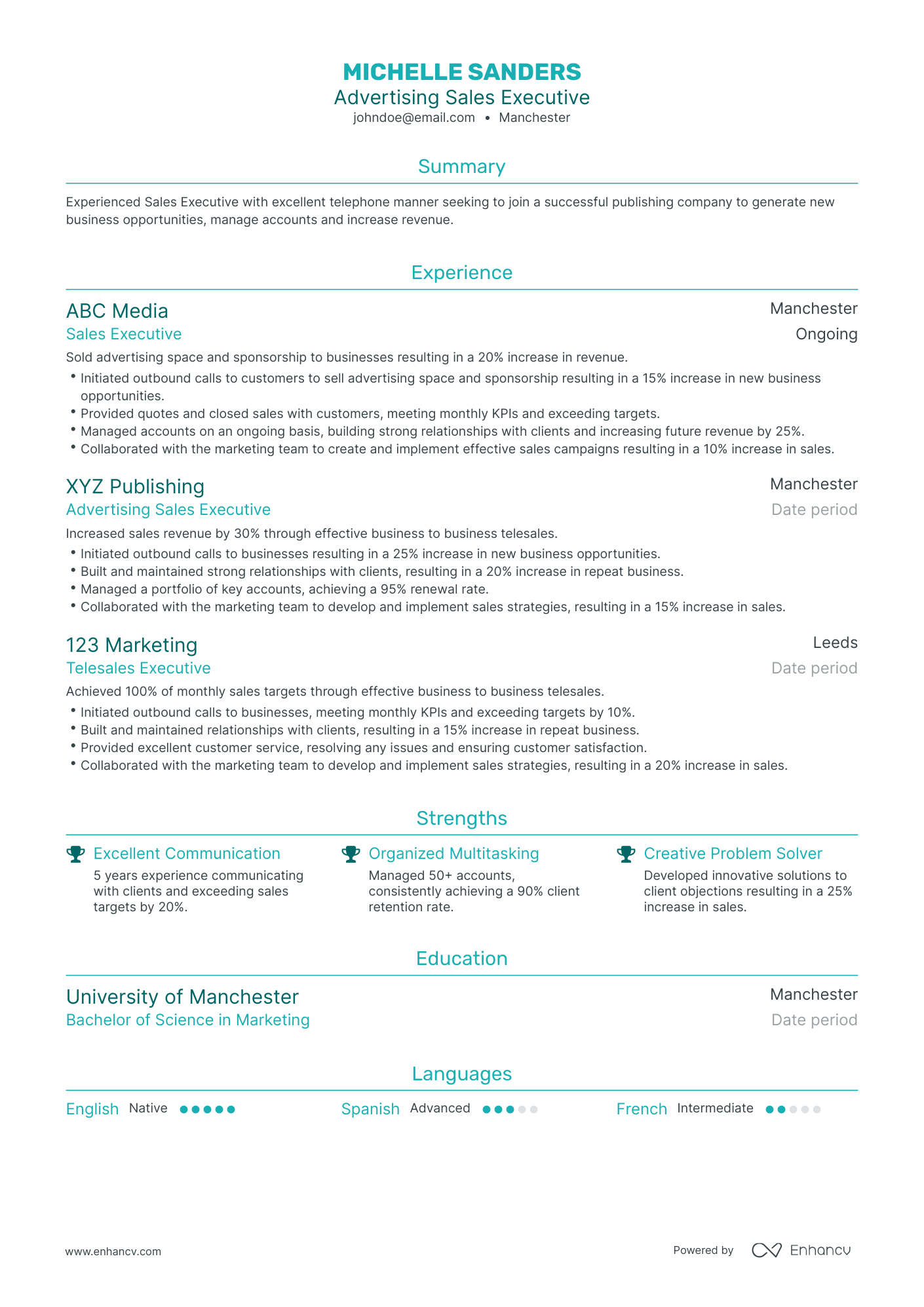 5 Advertising Sales Executive Resume Examples & Guide for 2024
