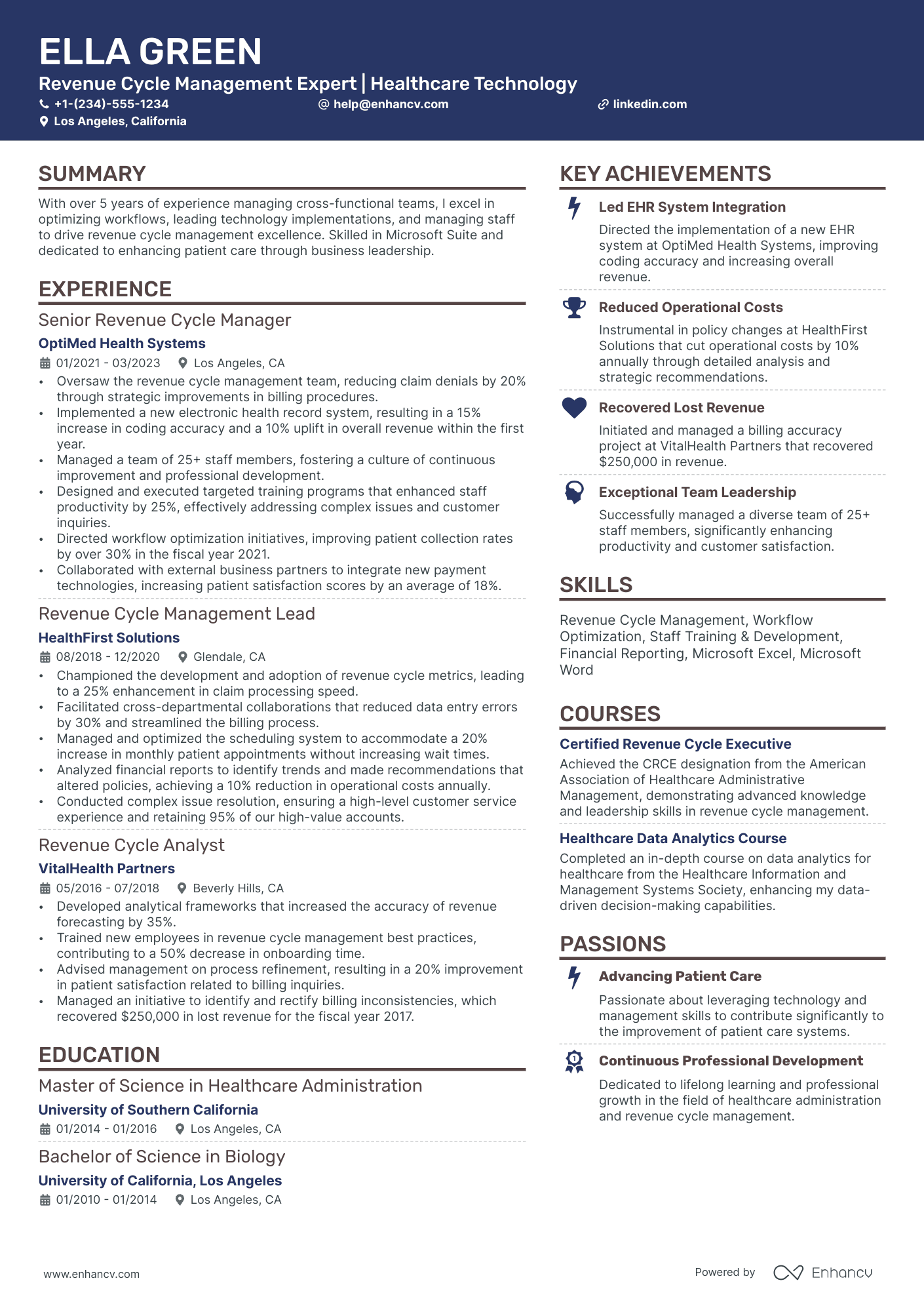 10 Revenue Cycle Manager Resume Examples & Guide for 2026