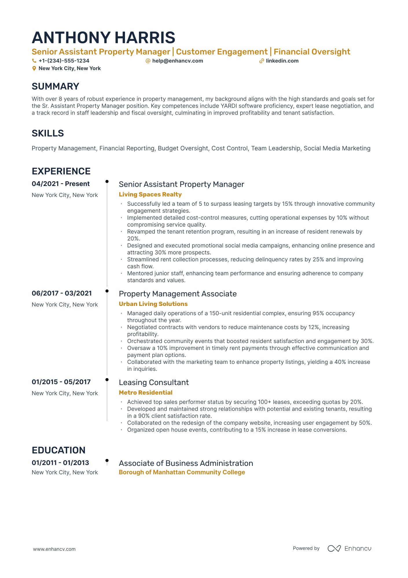 10 Assistant Property Manager Resume Examples - March 2026
