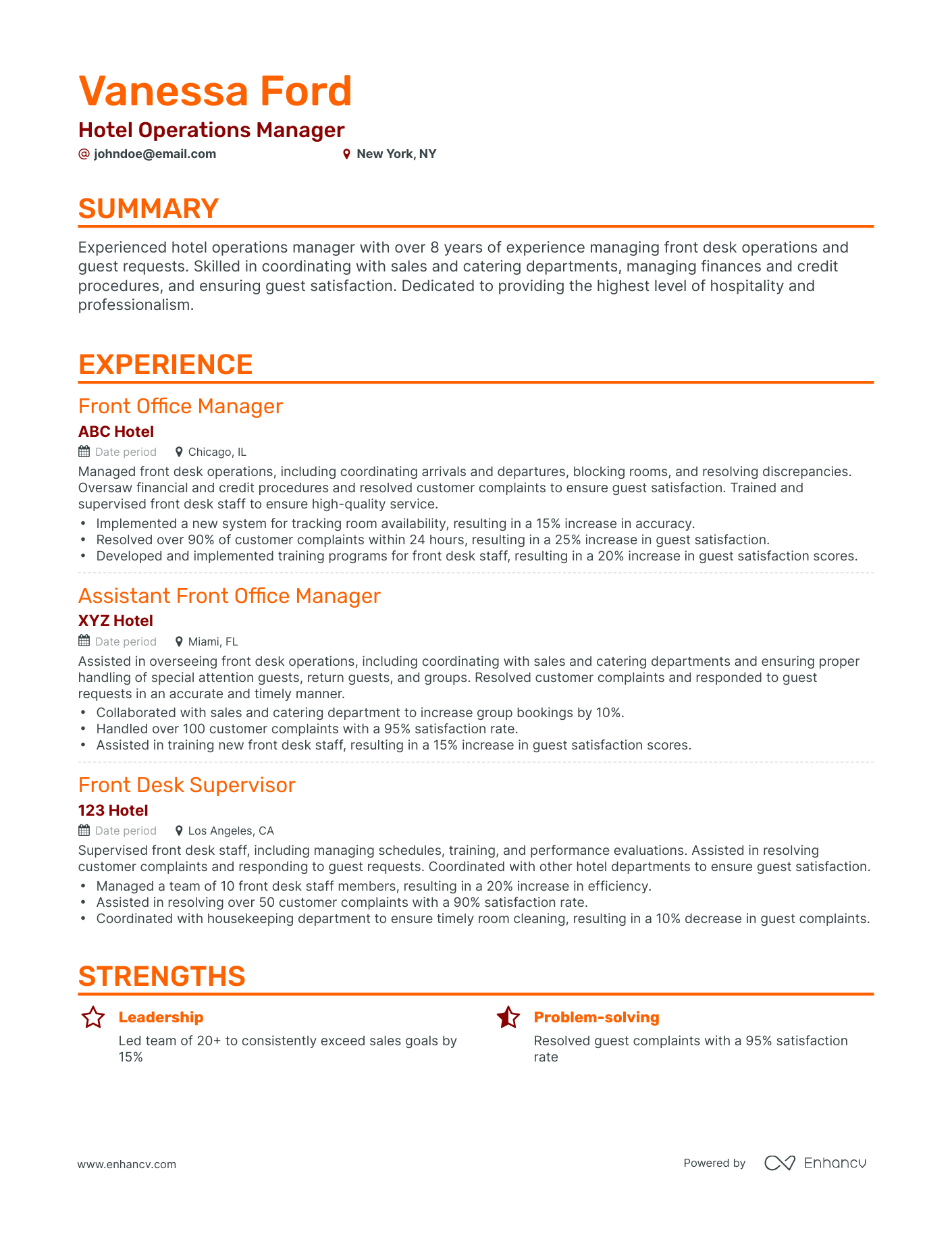 5 Hotel Operations Manager Resume Examples & Guide for 2024