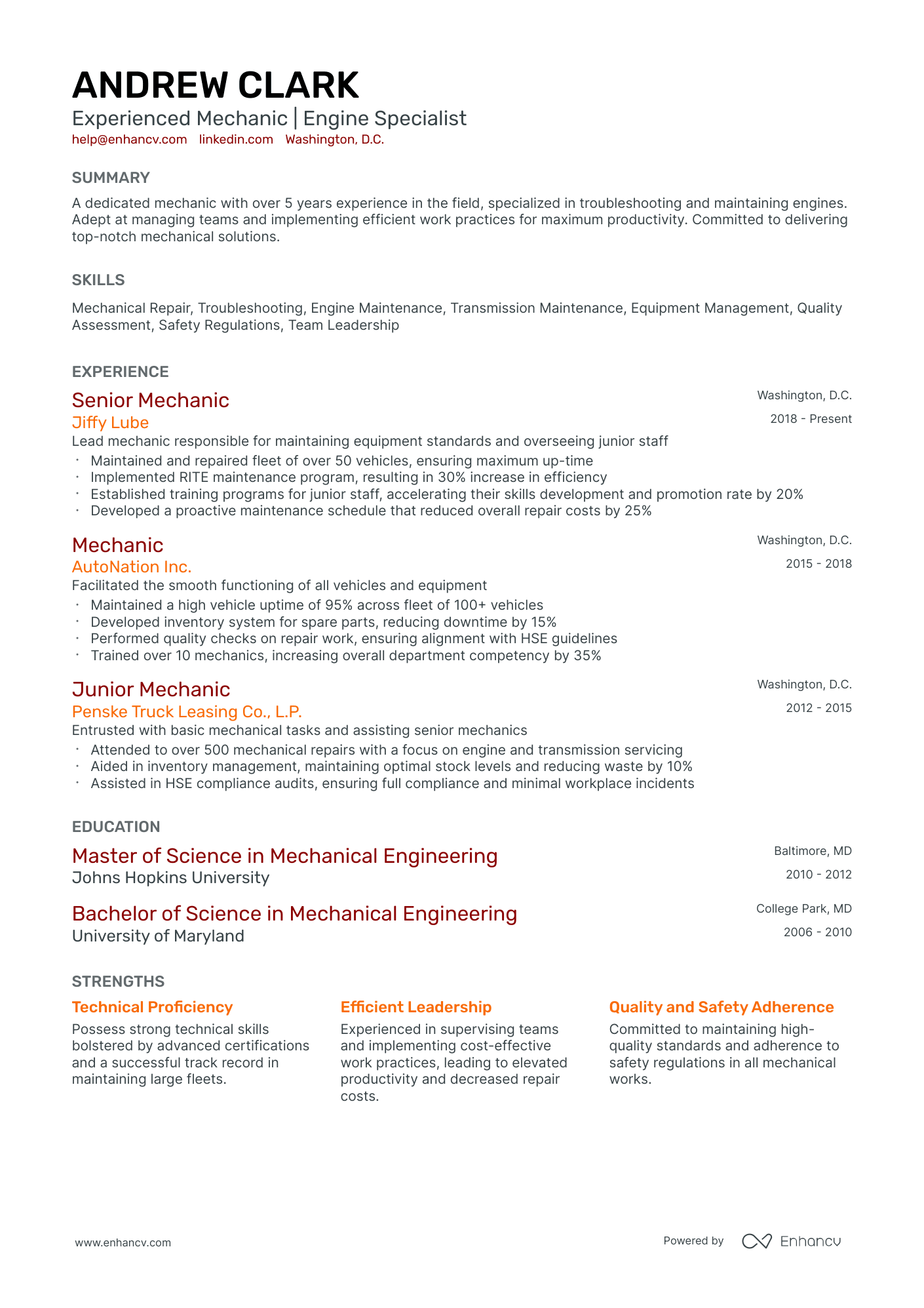10 Maintenance Mechanic Resume Examples & Guide for 2026