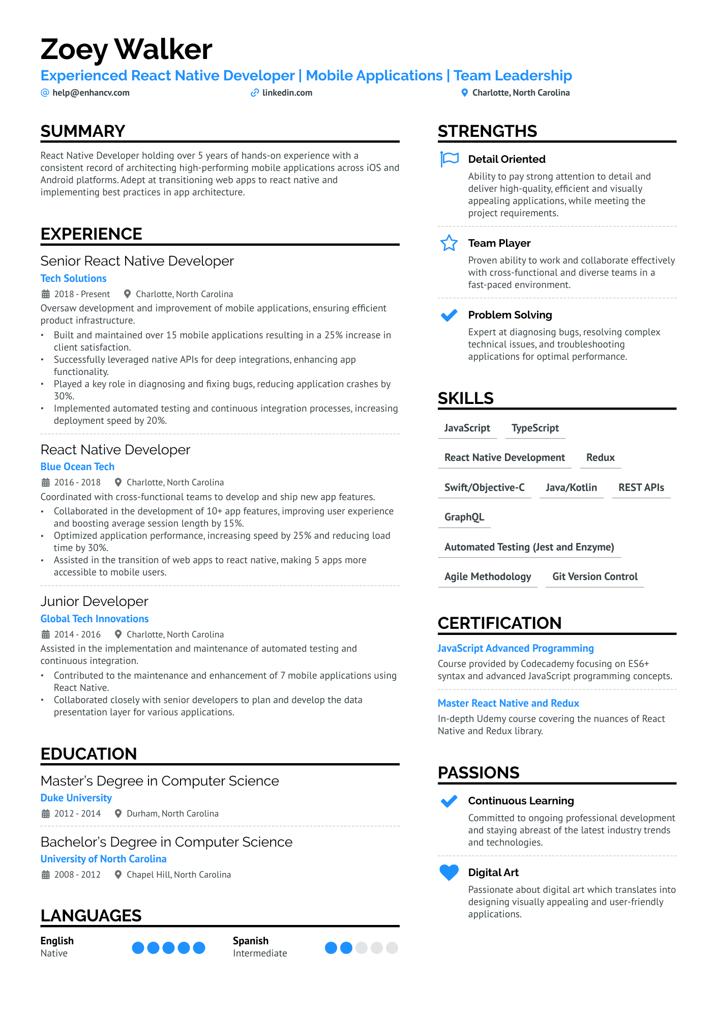12 React Developer Resume Examples & Guide for 2025