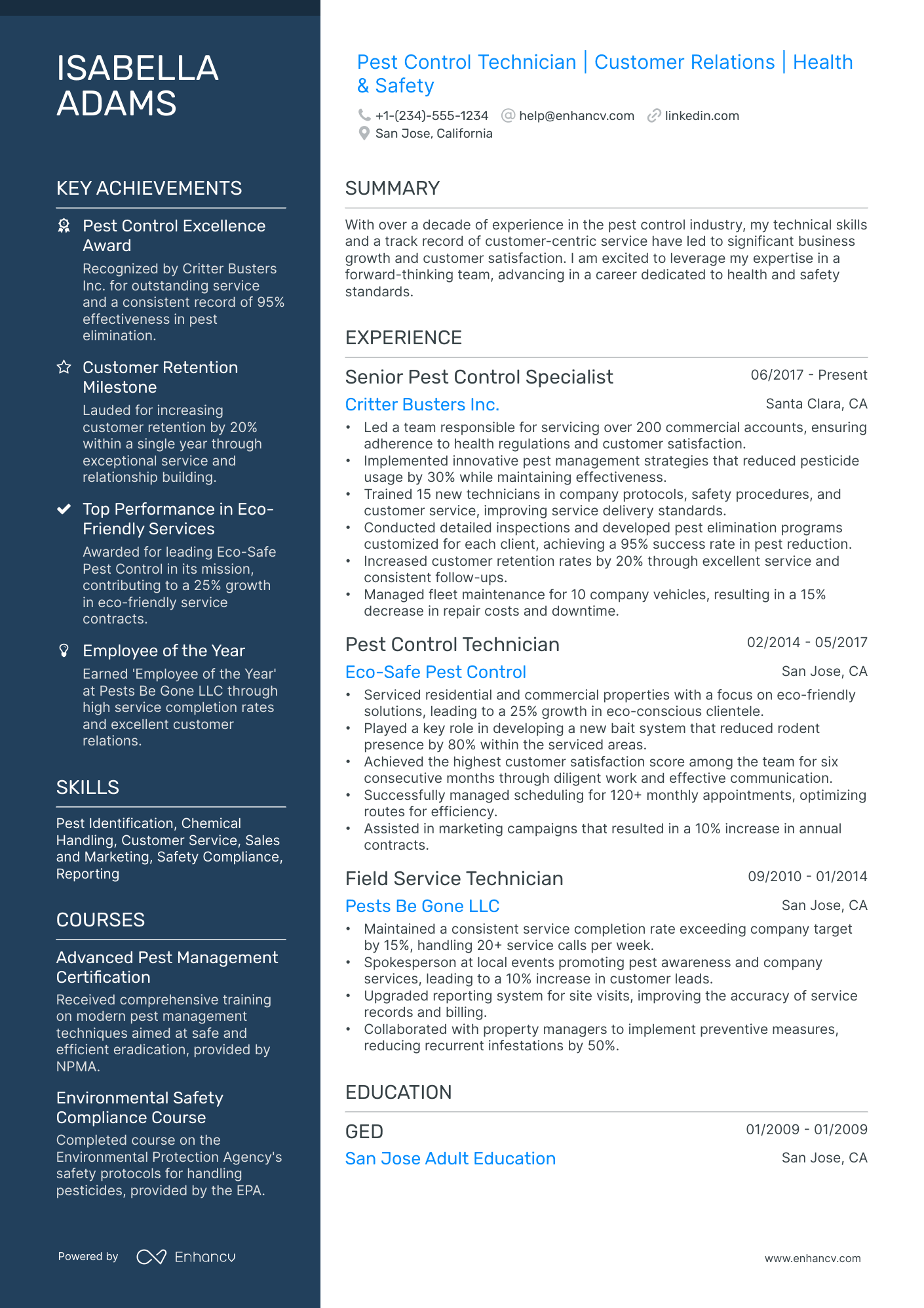 10 Pest Control Resume Examples & Guide for 2026