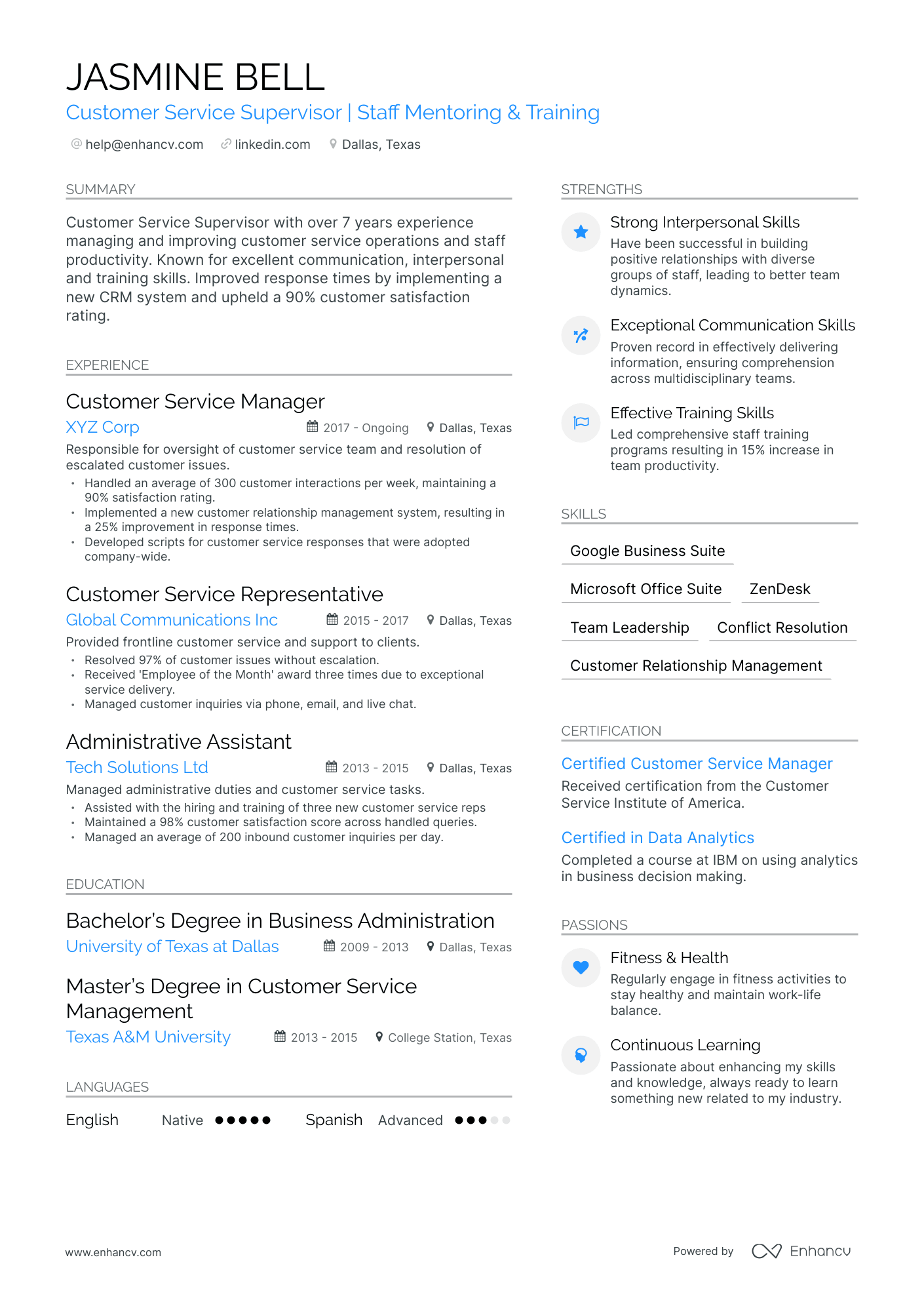 5 Customer Service Supervisor Resume Examples & Guide for 2023