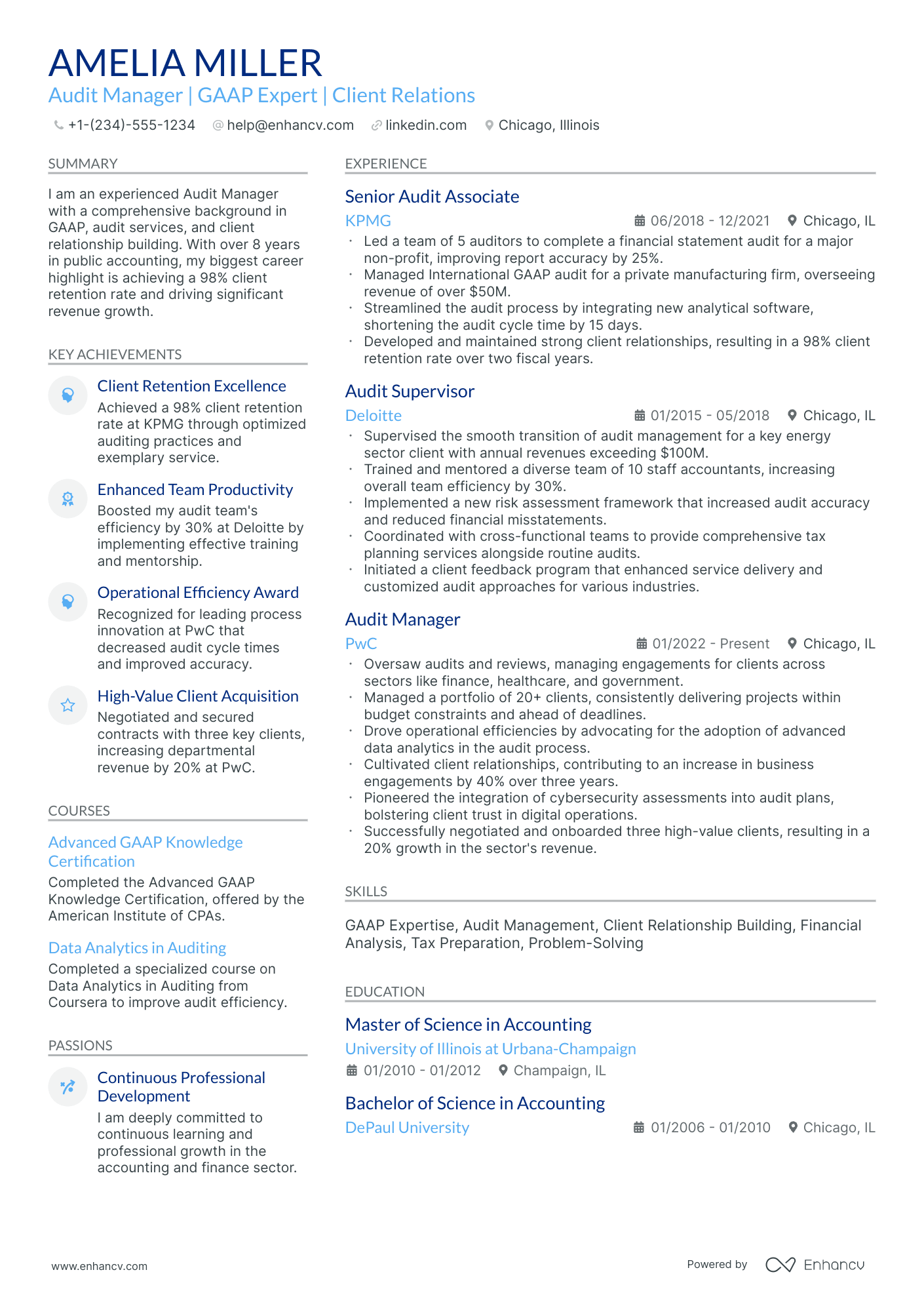 10 Audit Manager Resume Examples & Guide for 2026