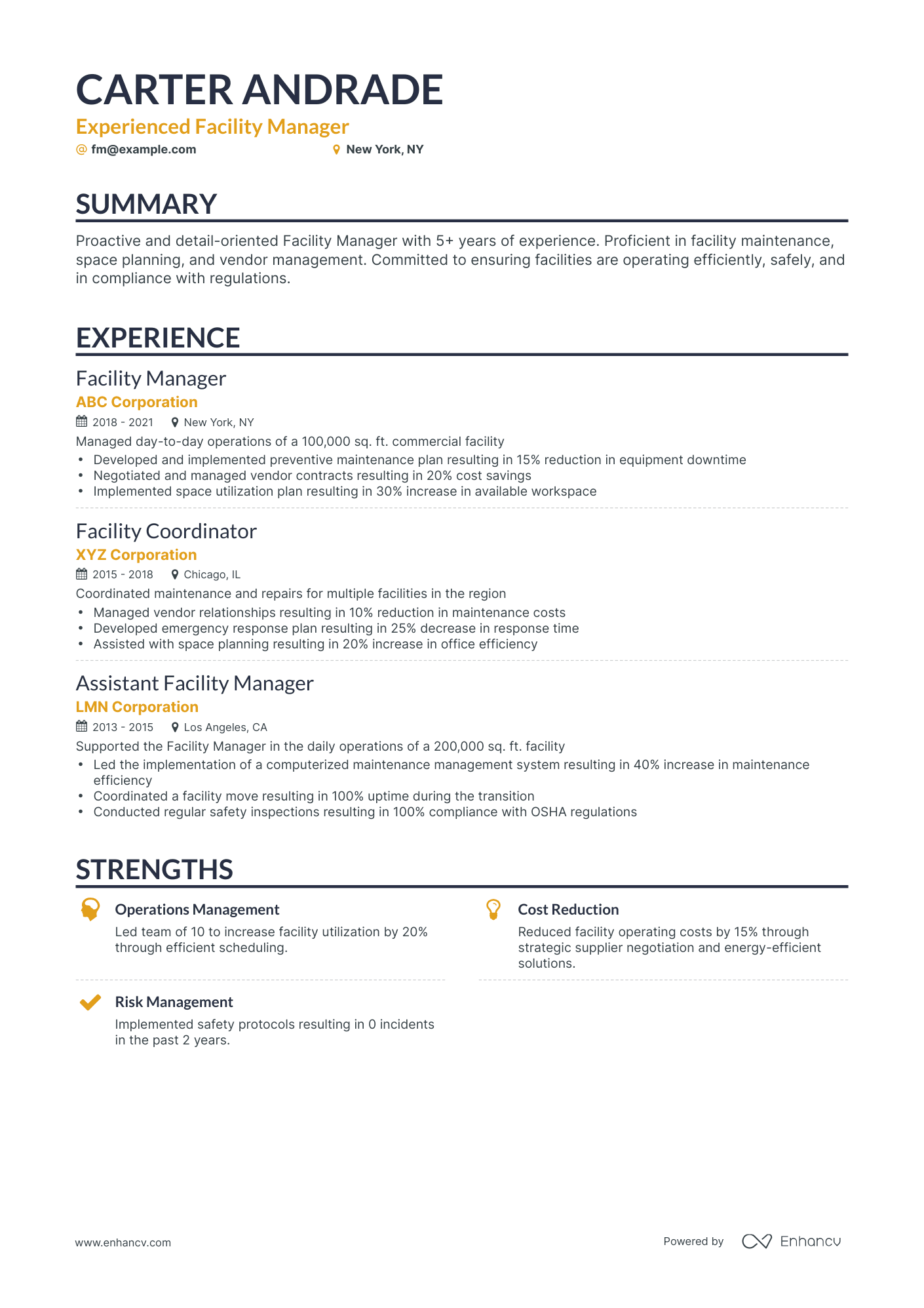 5 Facility Manager Resume Examples & Guide for 2024