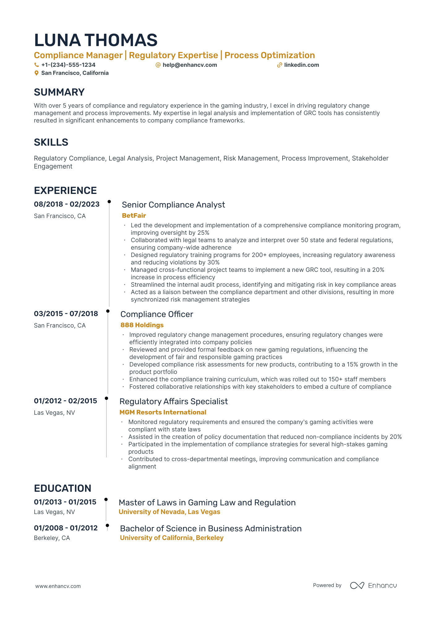 3 Compliance Manager Resume Examples & Guide for 2025