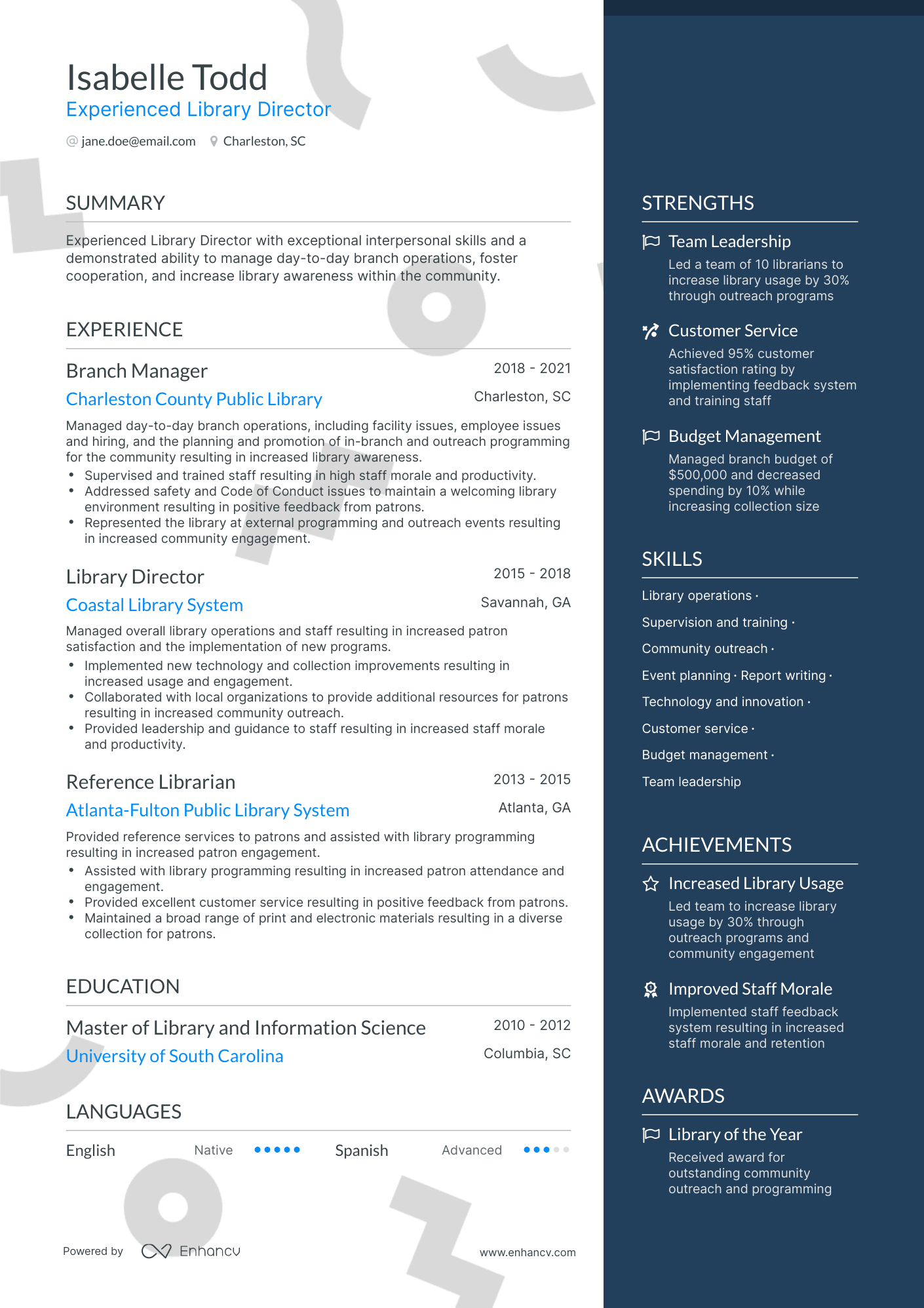5 Library Director Resume Examples & Guide for 2023