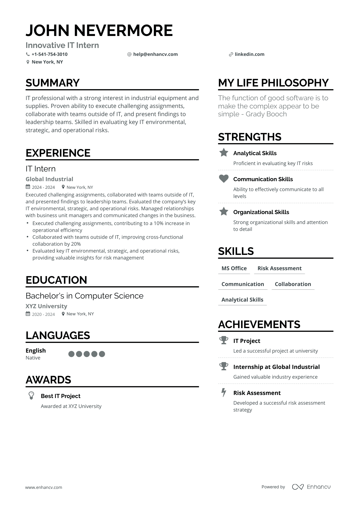 5 IT Intern Resume Examples & Guide for 2024