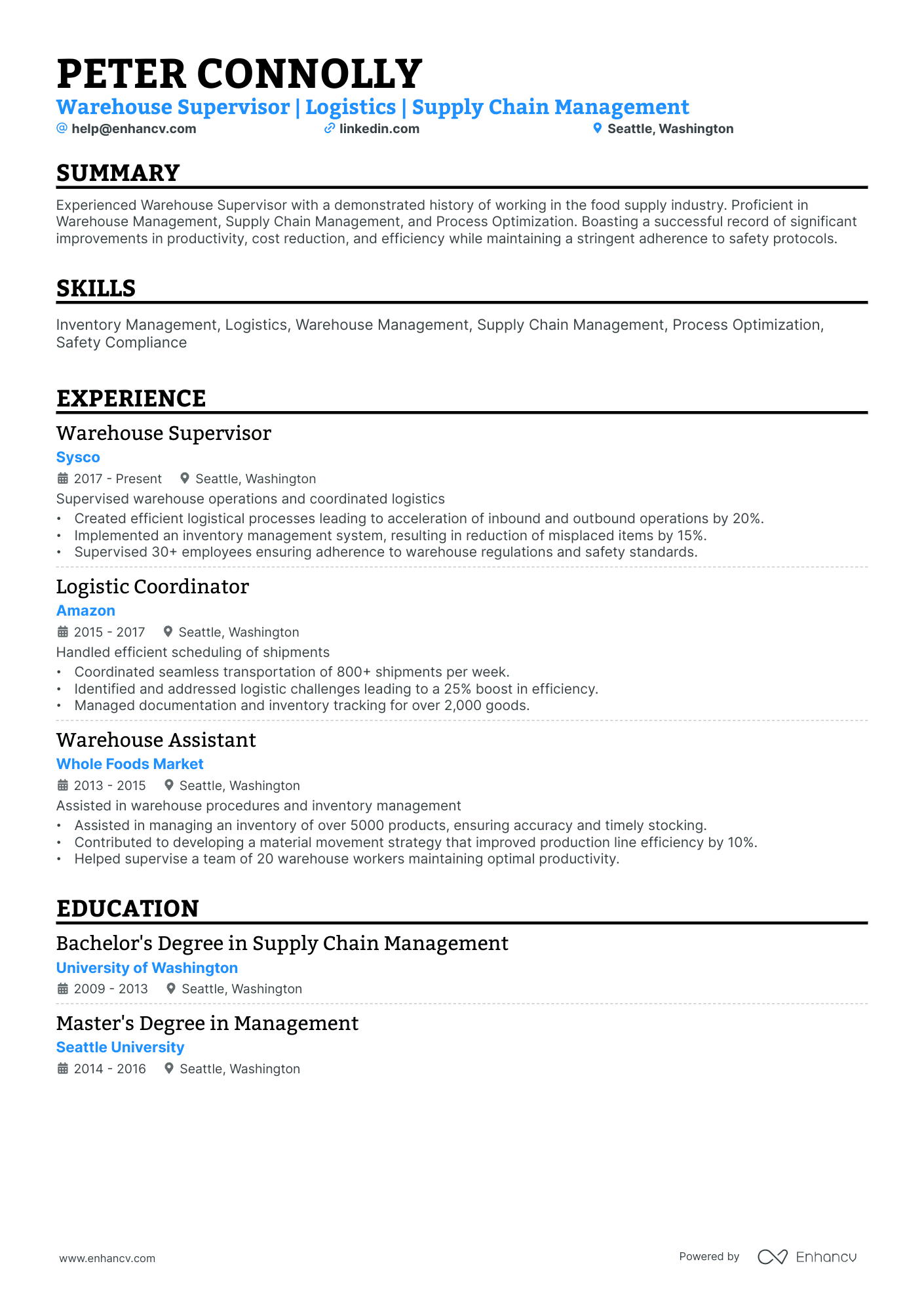 10 Warehouse Supervisor Resume Examples, Templates & Guide for 2025
