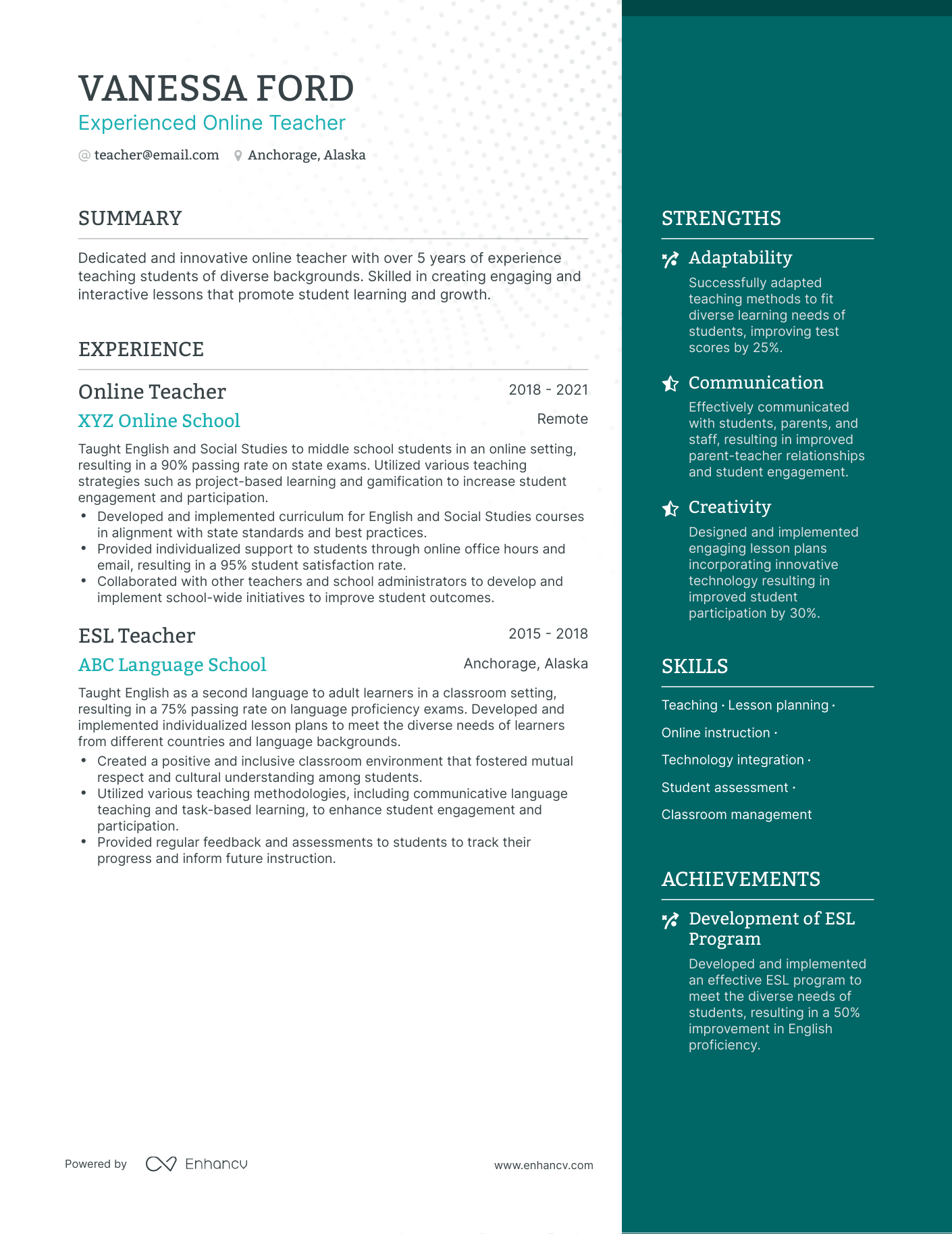 3 Online Teacher Resume Examples & Guide for 2024