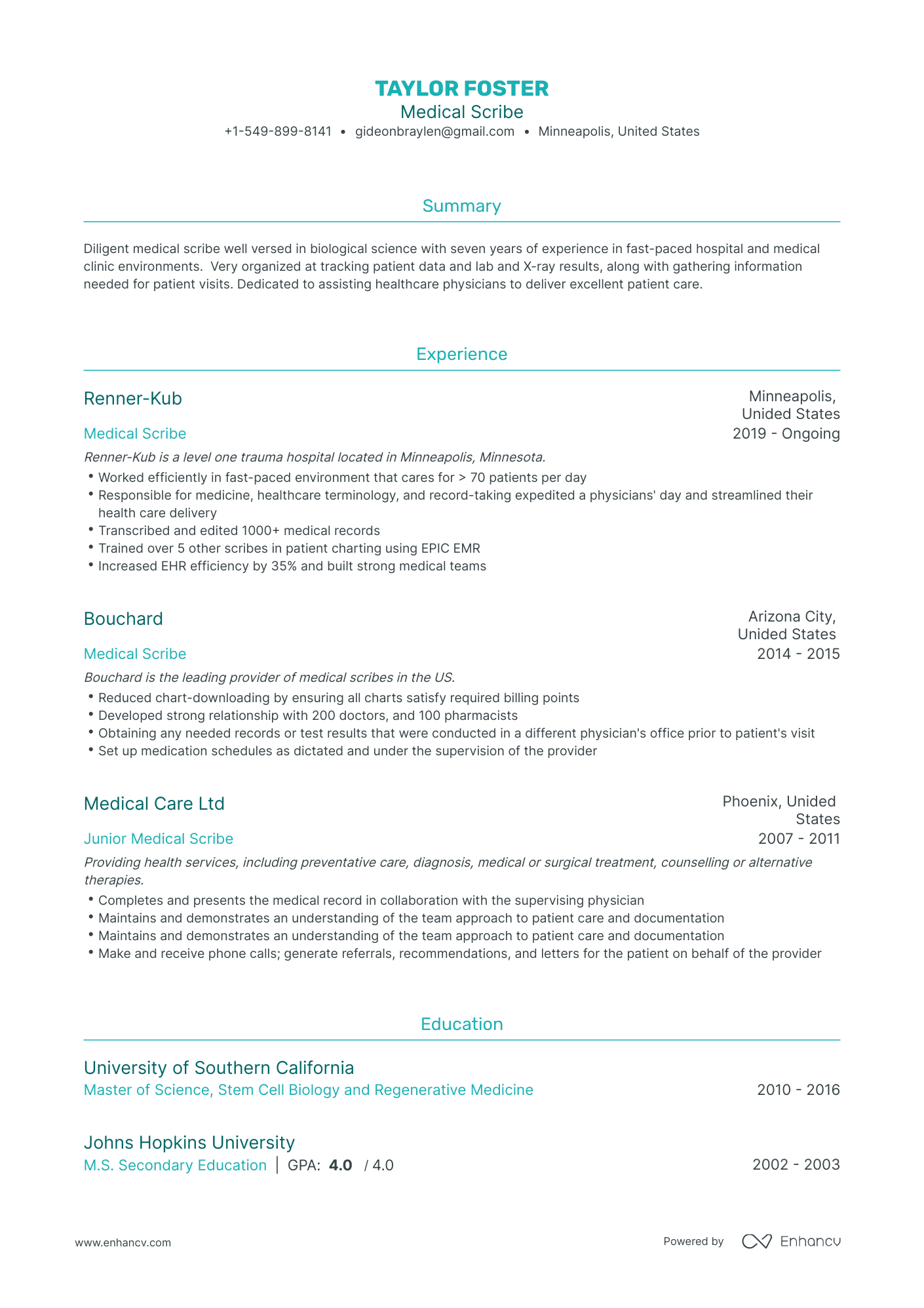 5 Medical Scribe Resume Examples & Guide for 2024