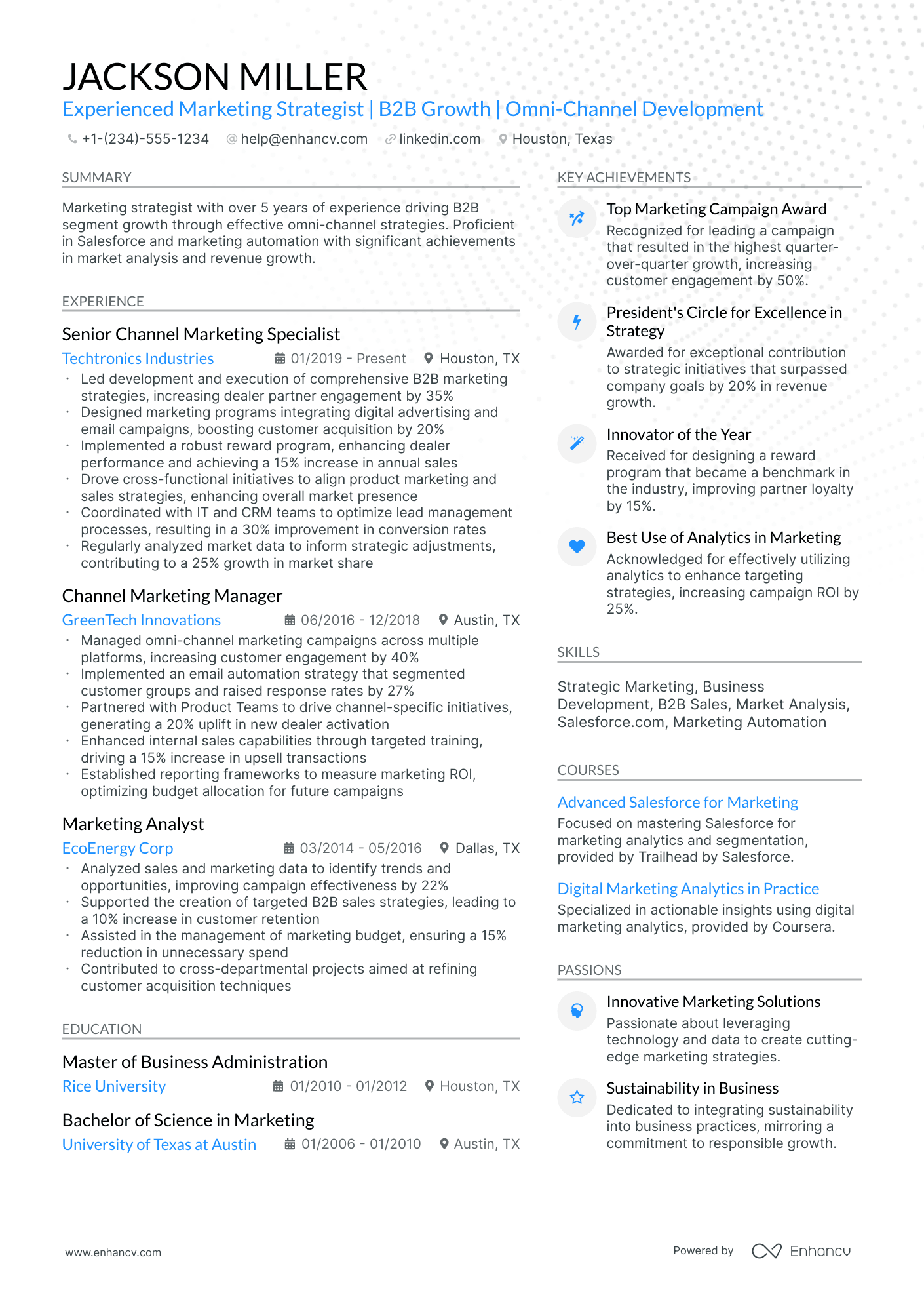 10 Channel Marketing Manager Resume Examples & Guide for 2026