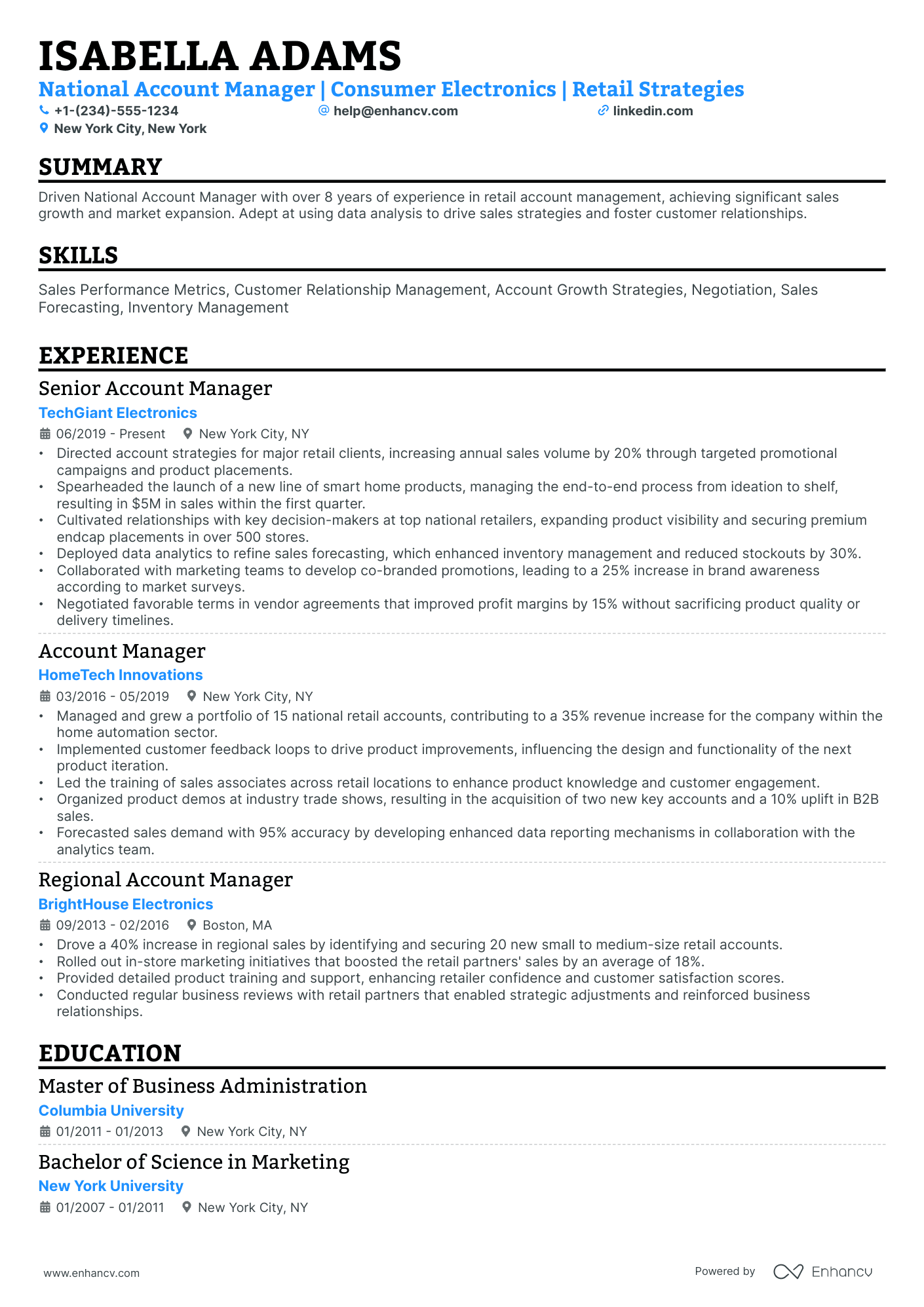 10 National Account Manager Resume Examples & Guide for 2026