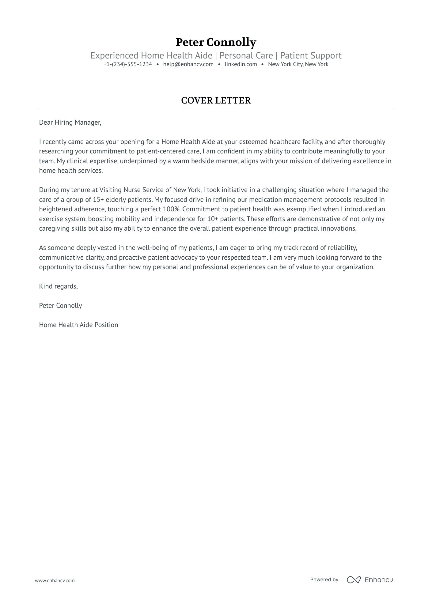 11 Professional Caregiver Cover Letter Examples and Template for 2026 ...