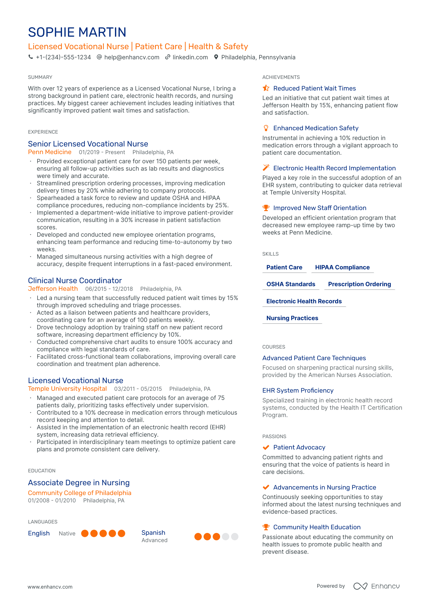 5 LVN Resume Examples & Guide for 2025
