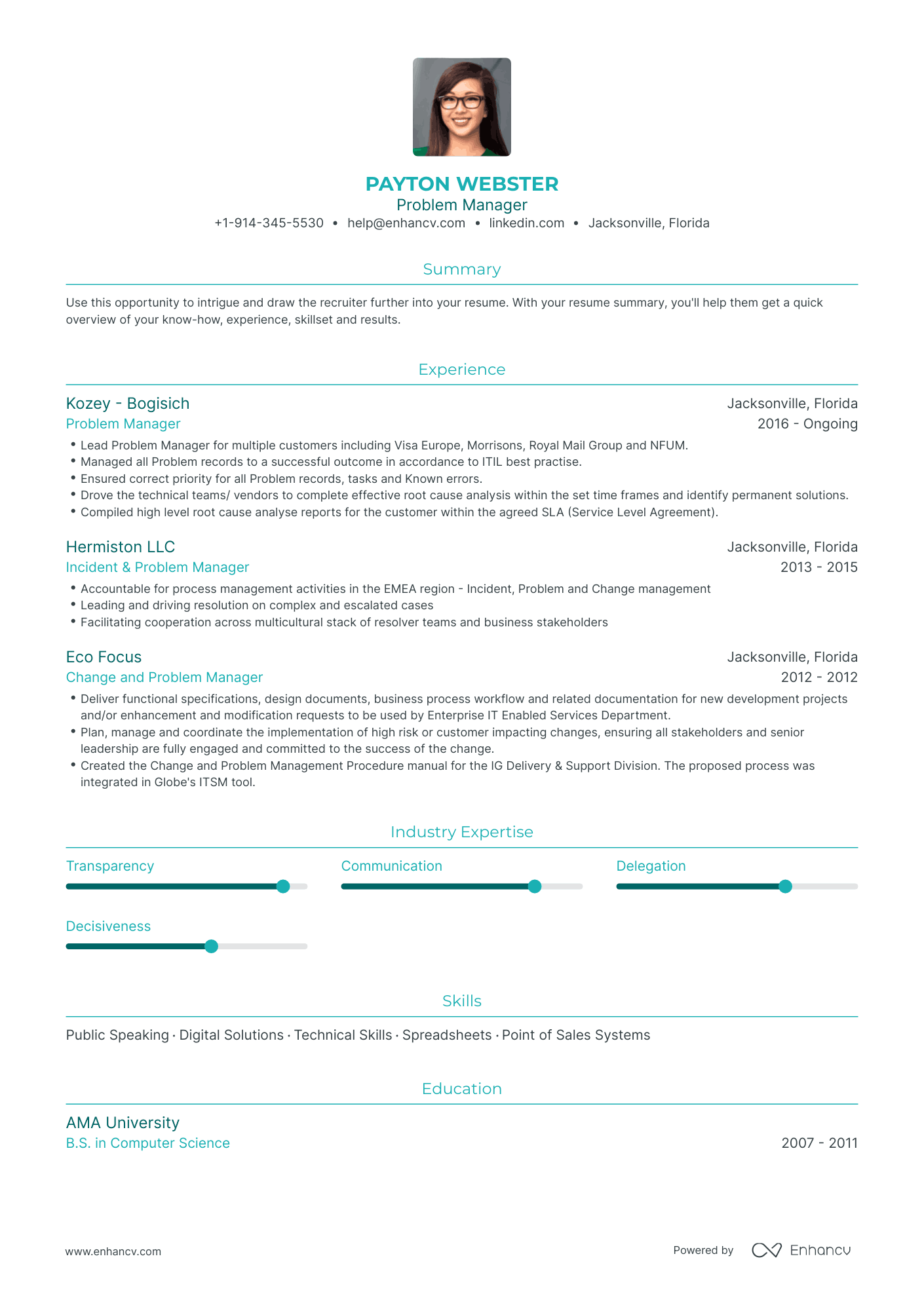 Problem Manager Resume Examples & Guide for 2023 (Layout, Skills ...