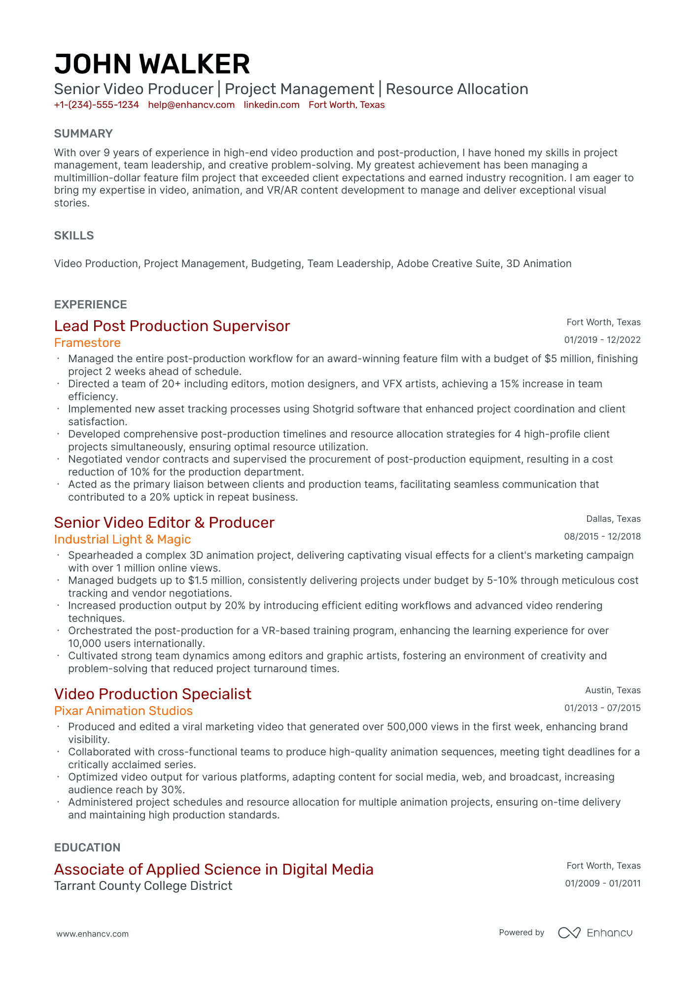 10 Freelance Producer Resume Examples & Guide for 2025