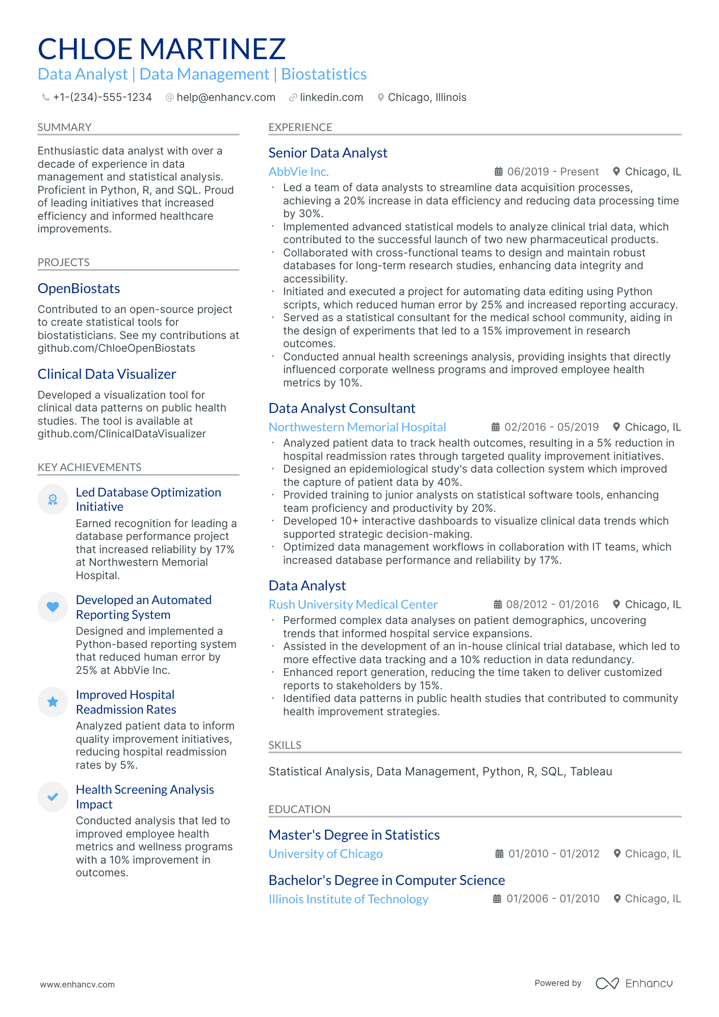 10 Statistical Data Analyst Resume Examples & Guide for 2025