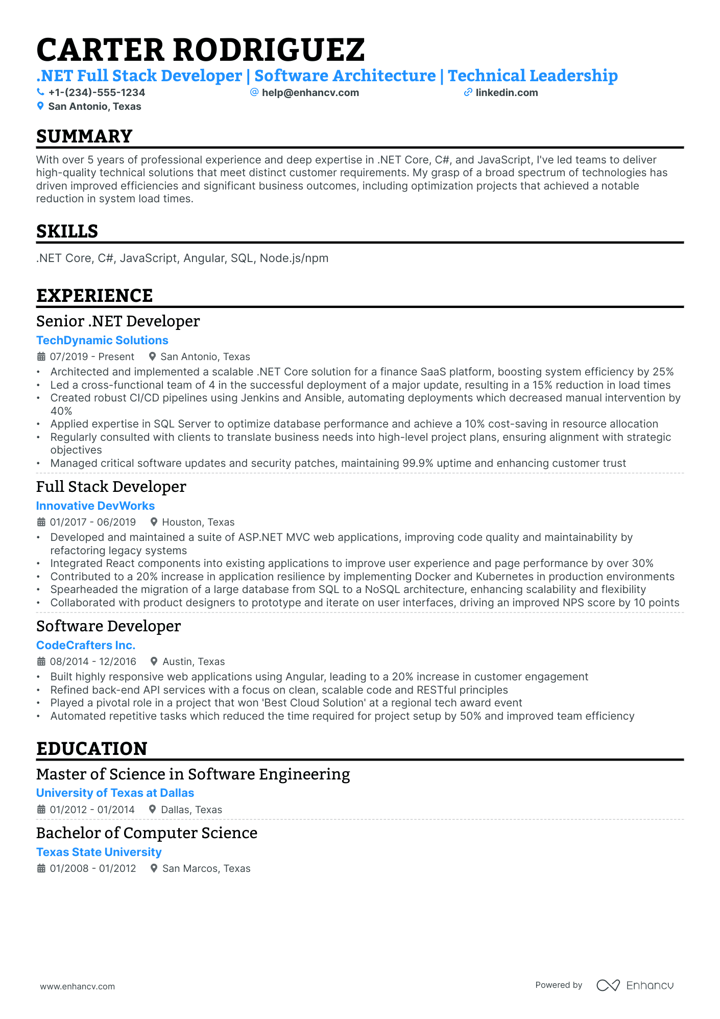 10 .Net Full-Stack Developer Resume Examples & Guide for 2025