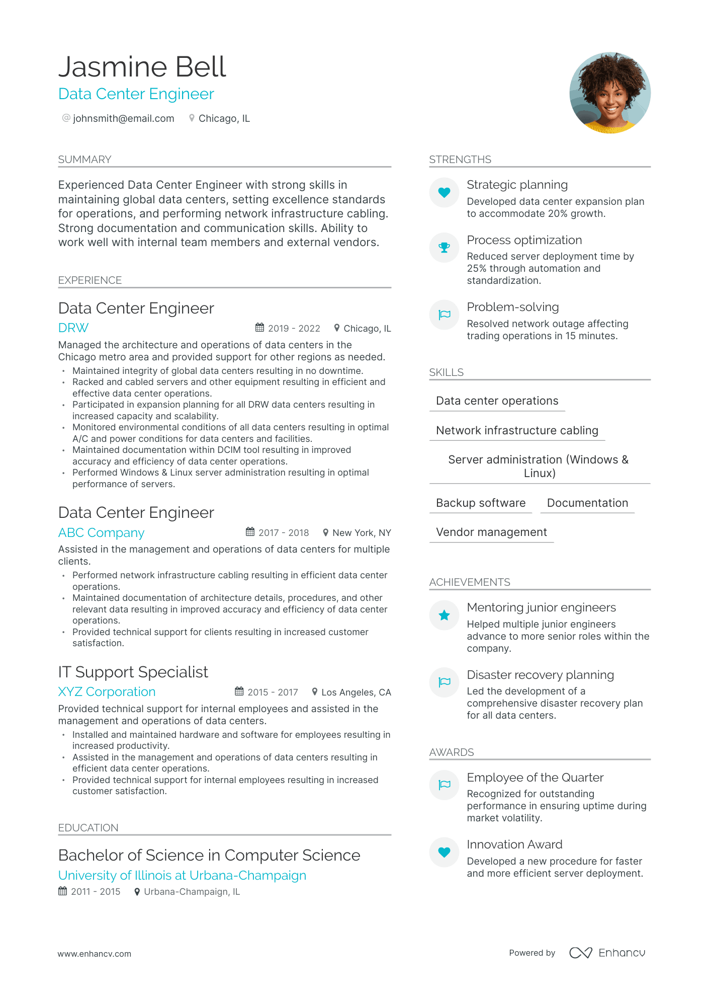 5 Data Center Engineer Resume Examples & Guide for 2023