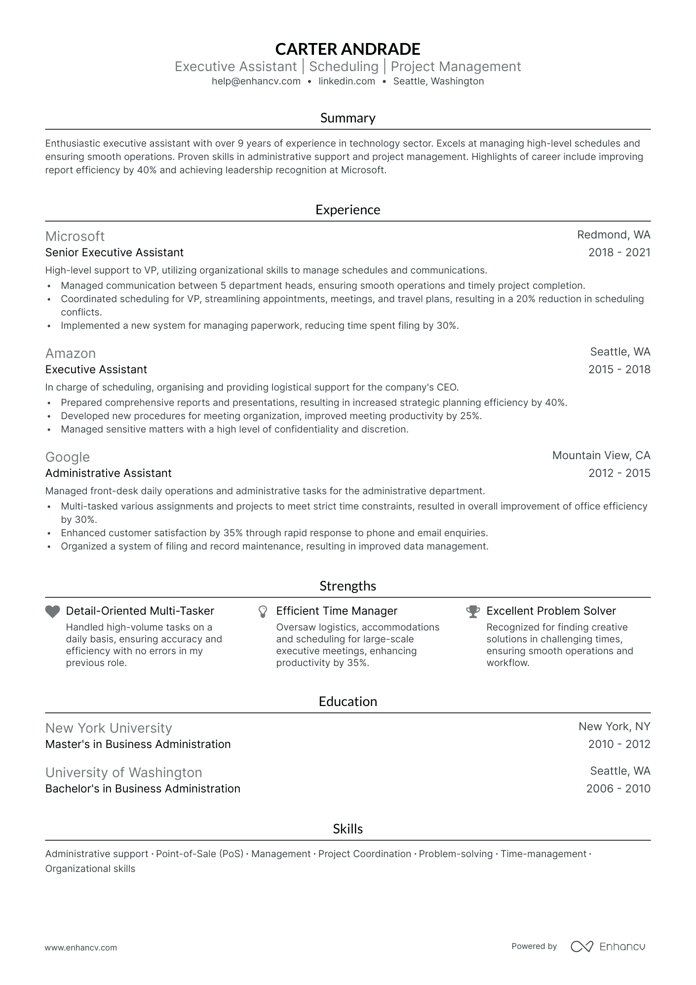 5 Executive Personal Assistant Resume Examples & Guide for 2024