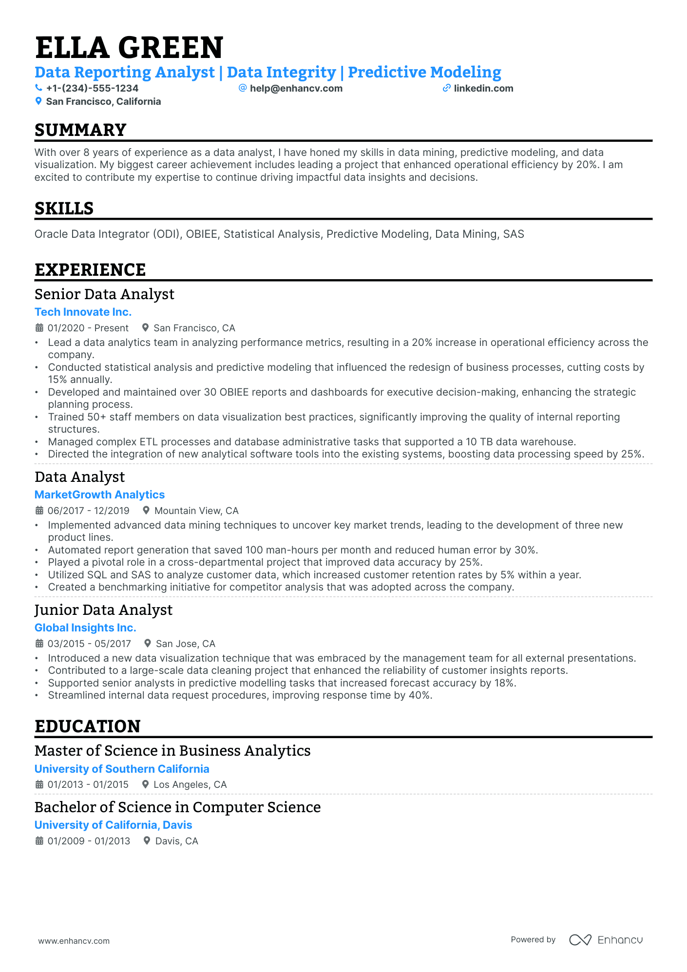 10 Data Reporting Analyst Resume Examples & Guide for 2025