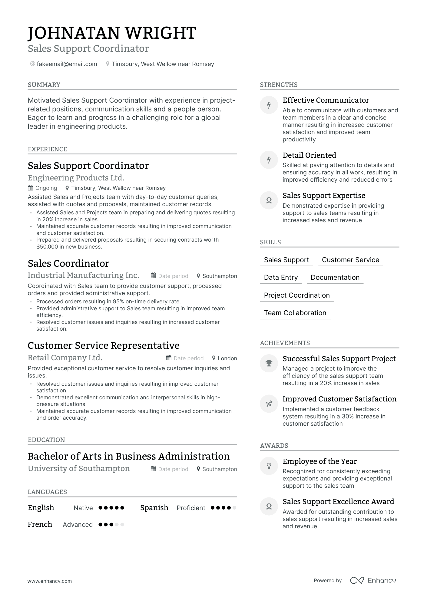 5 Sales Support Coordinator Resume Examples & Guide for 2023