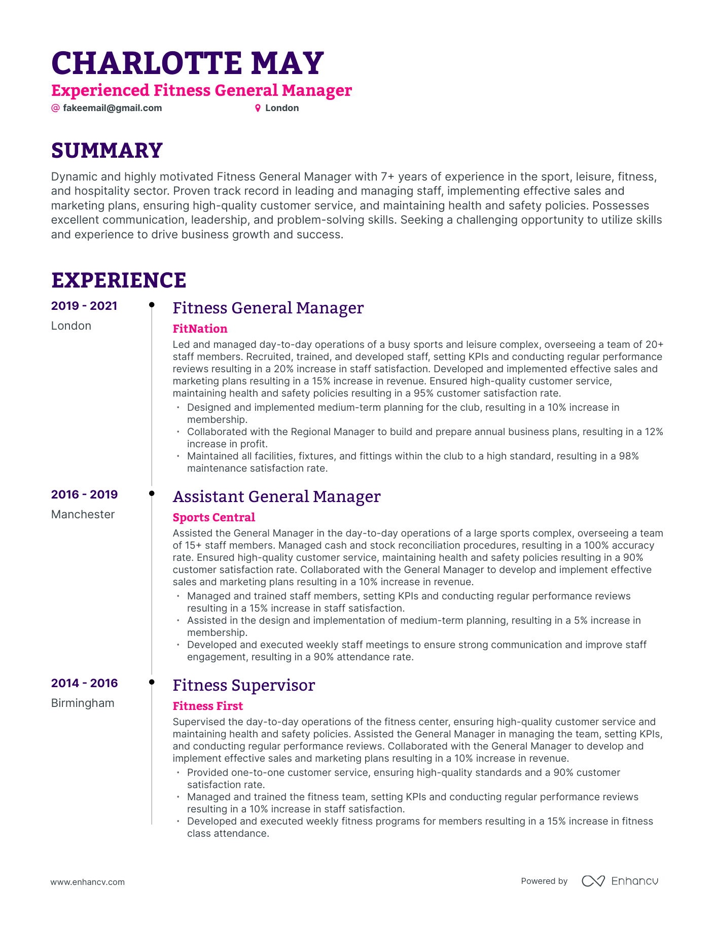 5 Fitness General Manager Resume Examples & Guide for 2024