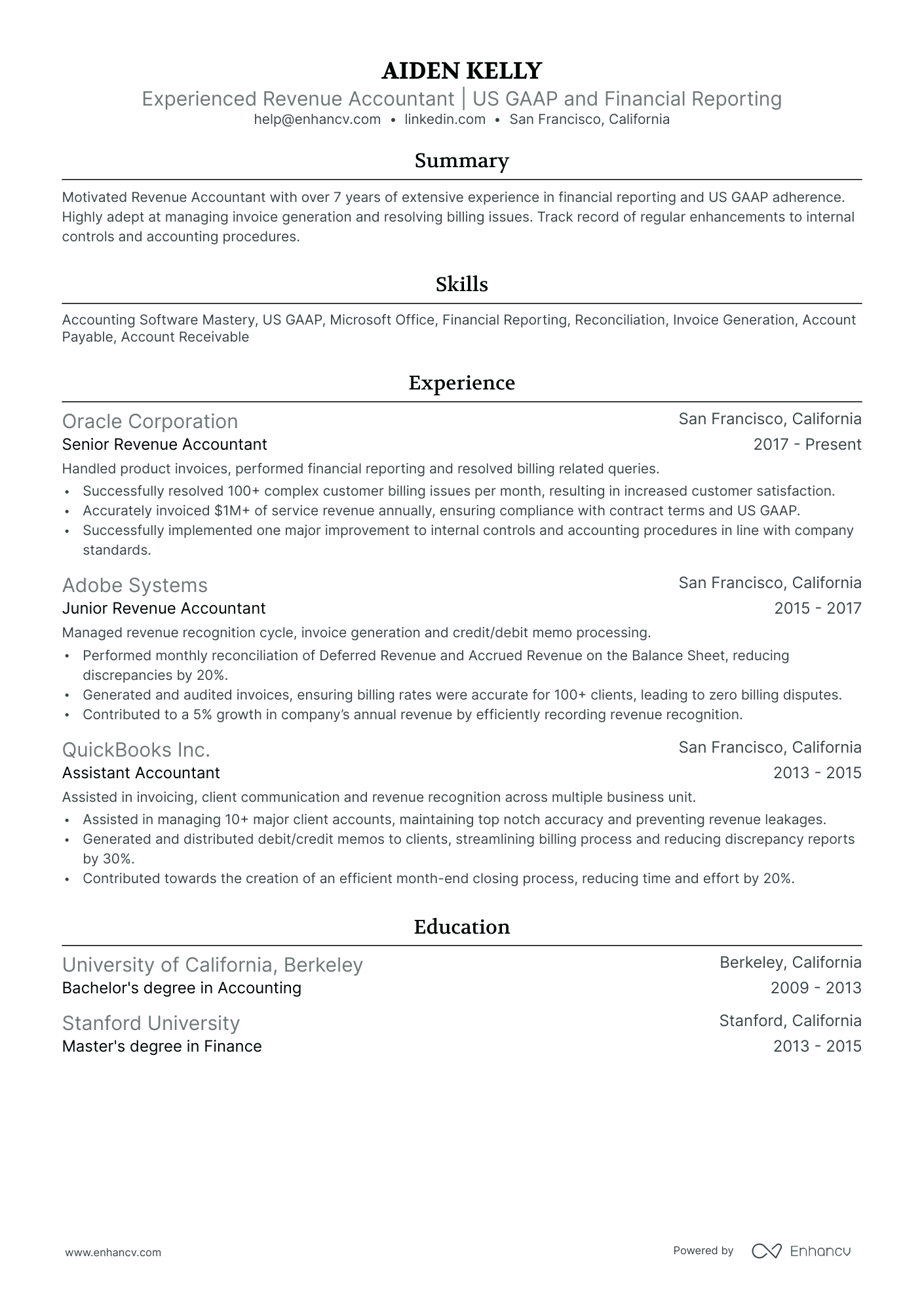 10 Revenue Accountant Resume Examples & Guide for 2026