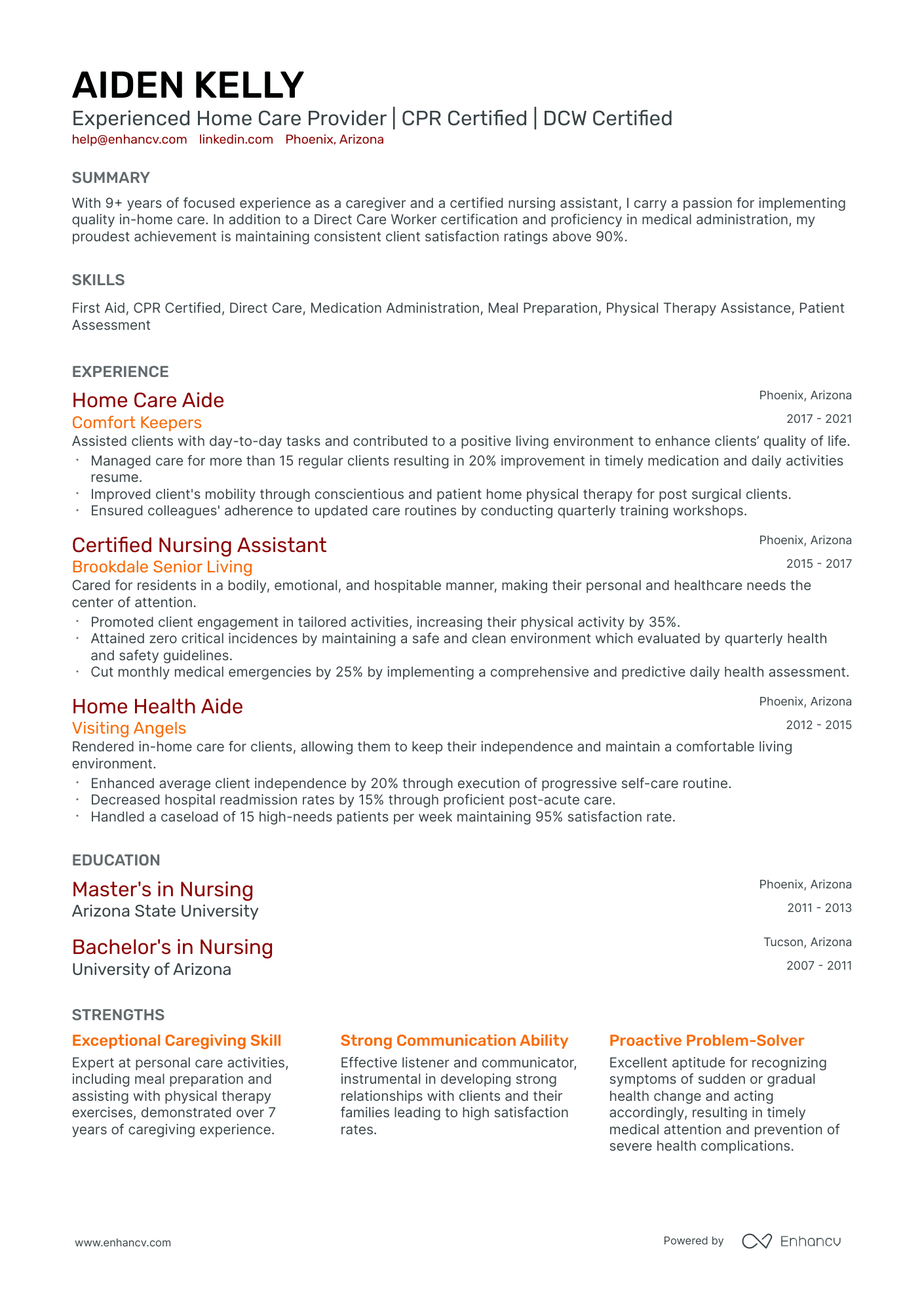 10 Elderly Caregiver Resume Examples & Guide for 2025
